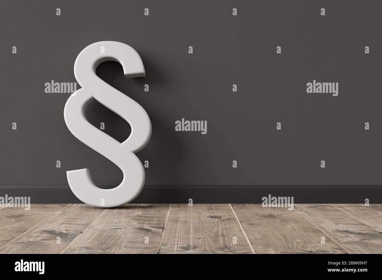 White section sign on room background with wooden floor, law, justice ...