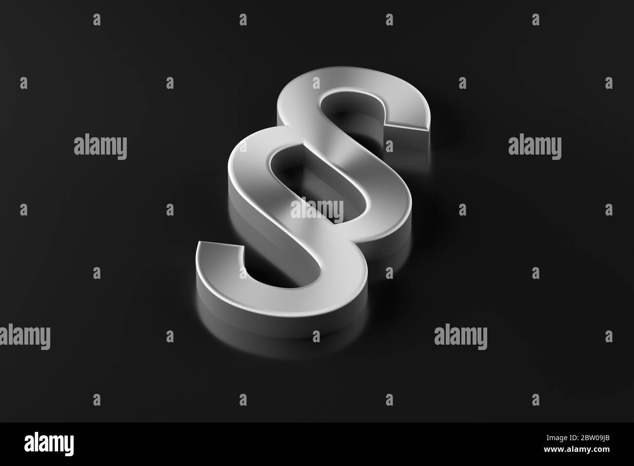 Silver metallic section sign on dark grey background, law, justice or ...