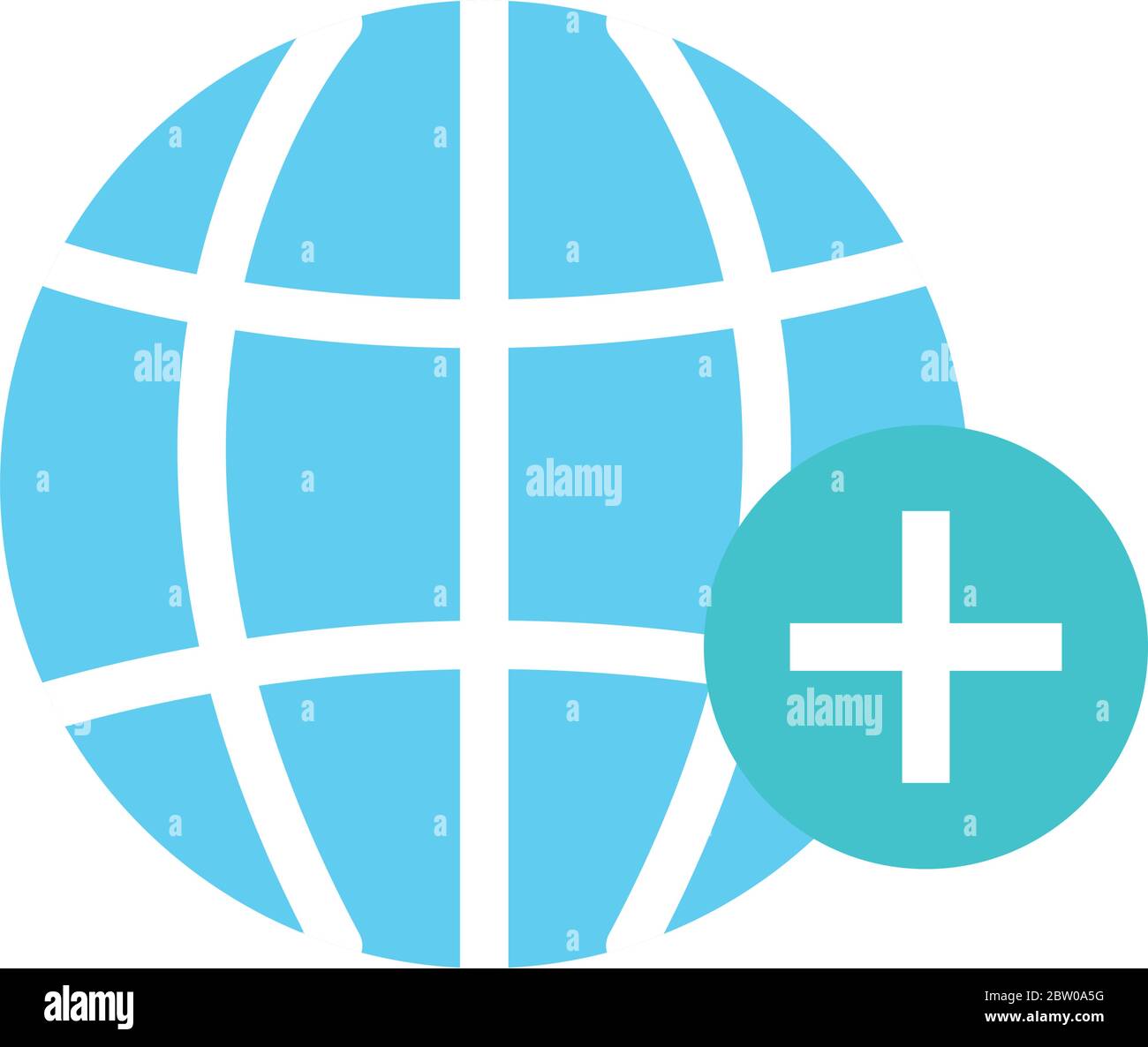 global sphere with medical cross icon over white background, flat style ...