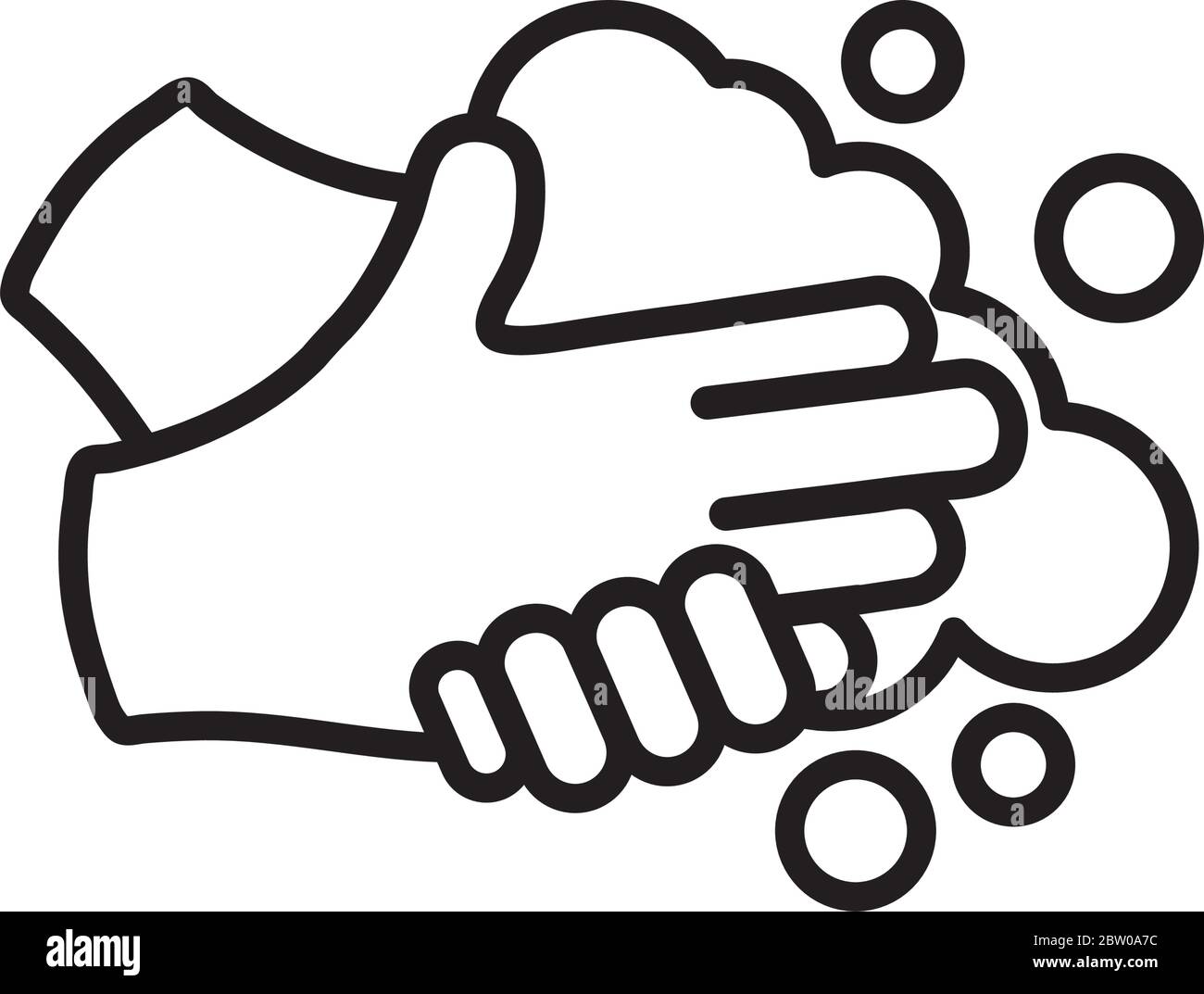 hands washing with water over white background, line style, vector ...