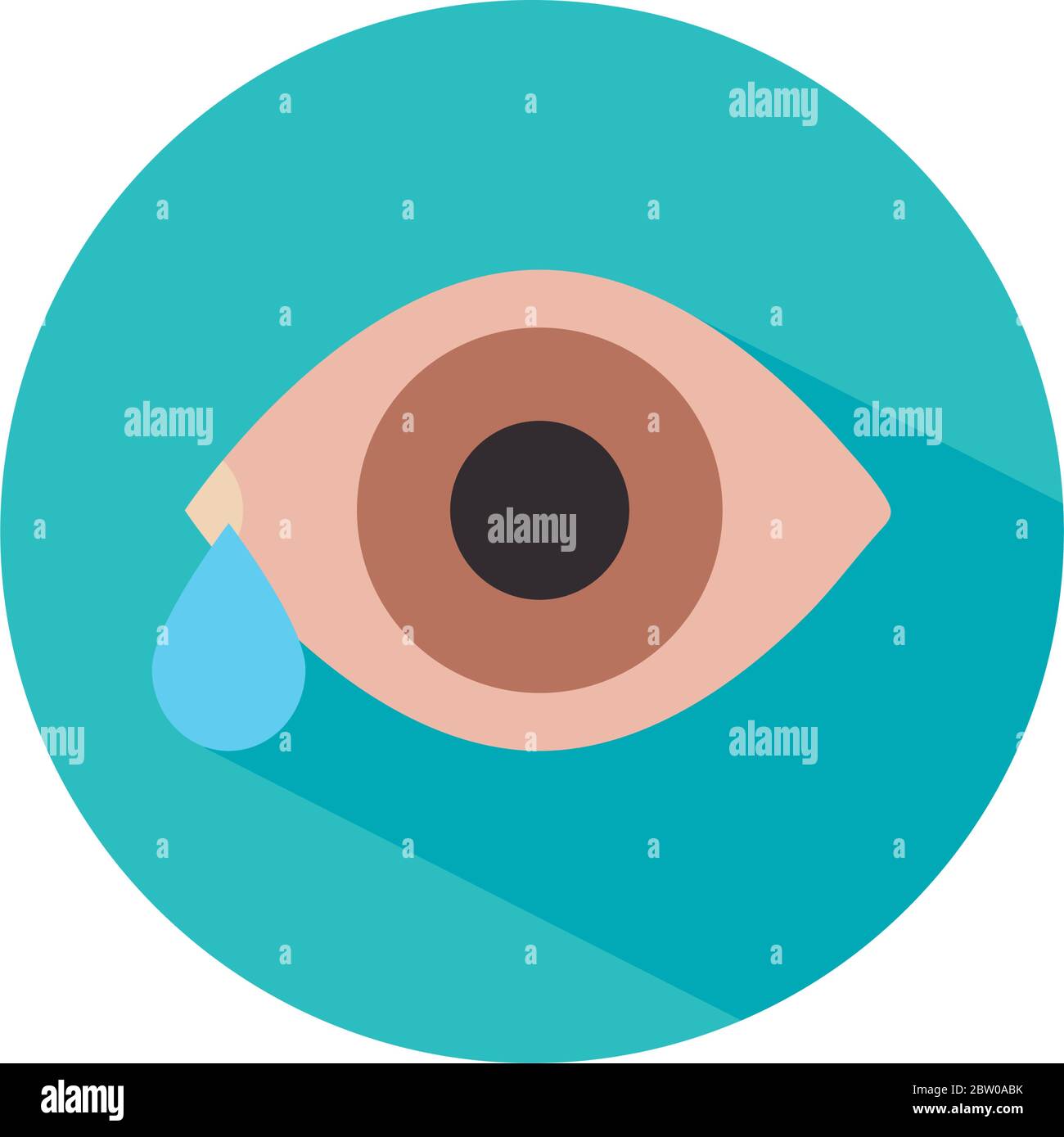 watery eye icon over white background, block style, vector illustration ...