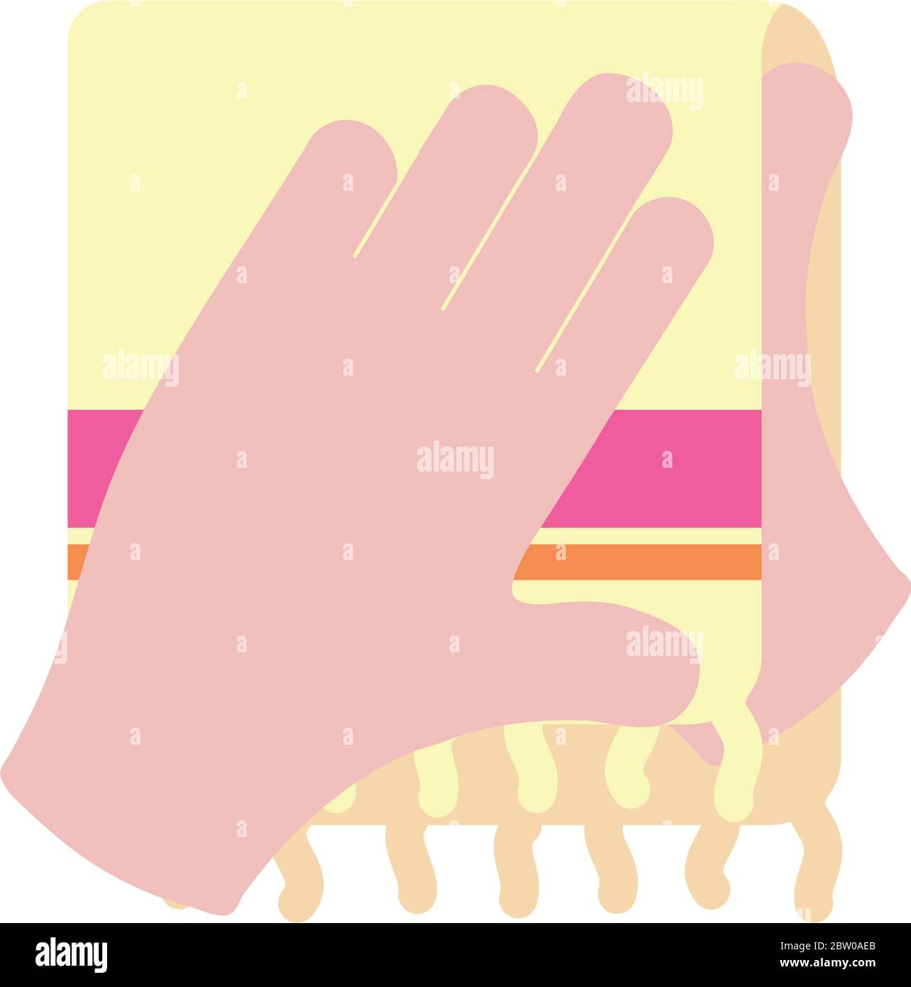 hands drying on the towel over white background, flat style, vector ...