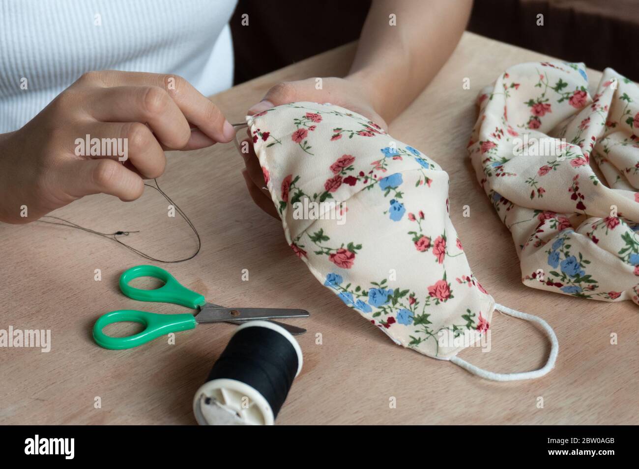 Making DIY masks at home sewing fabric mask handmade cotton protective ...