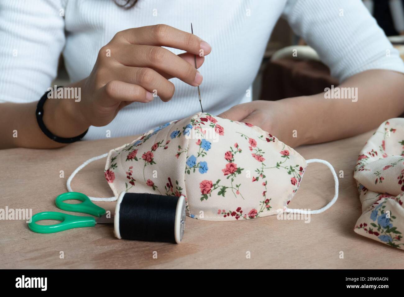 Making DIY masks at home sewing fabric mask handmade cotton protective ...