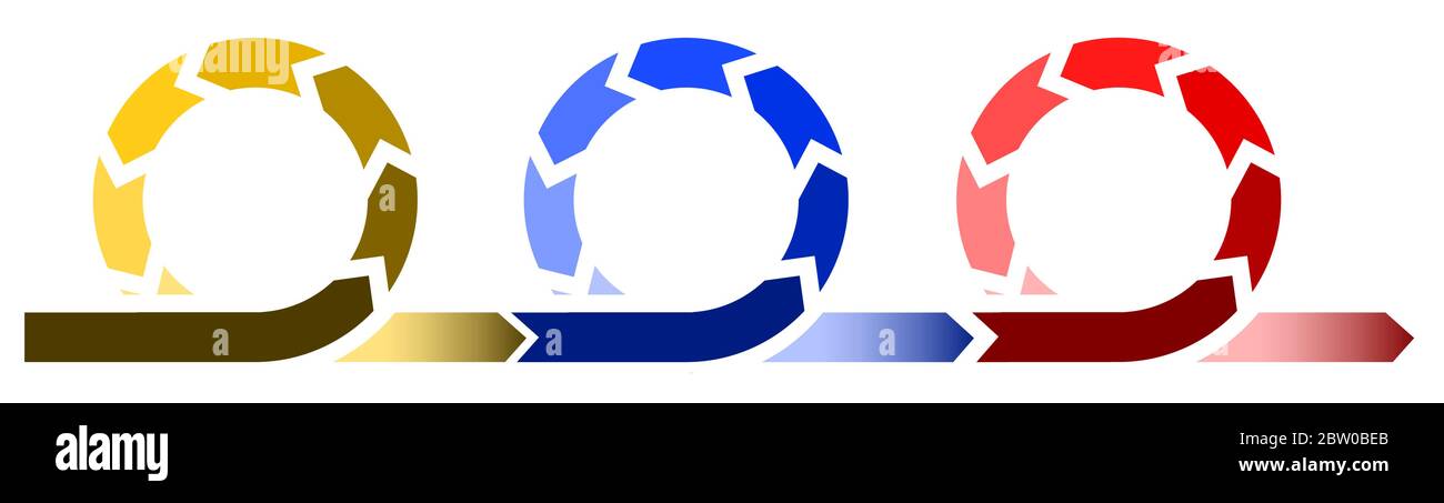 Life cycle development process diagram, infographic with three circles ...