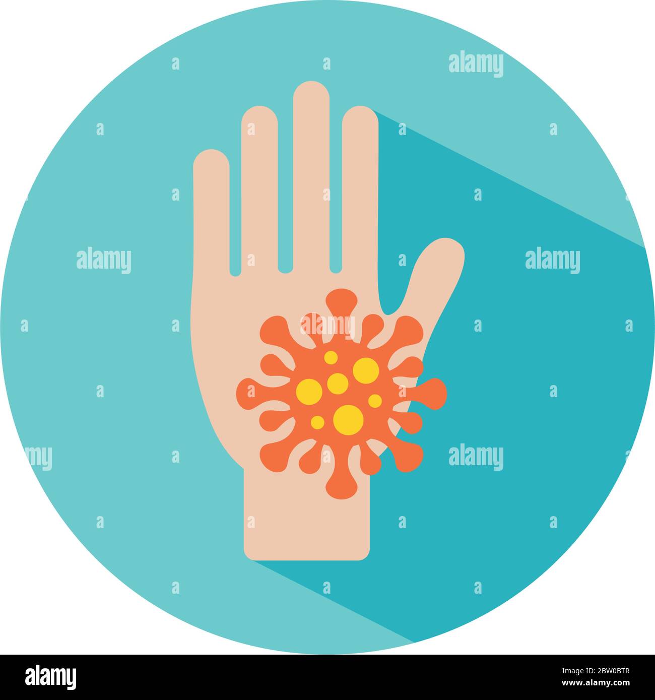 hand infected of coronavirus icon over white background, block style ...