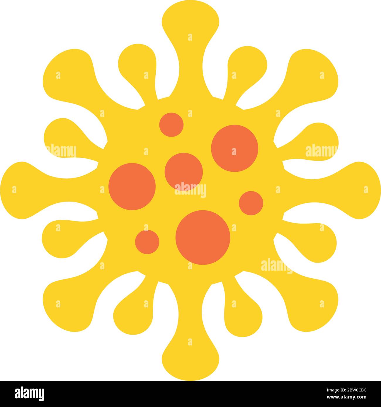 yellow coronavirus symbol icon over white background, flat style ...