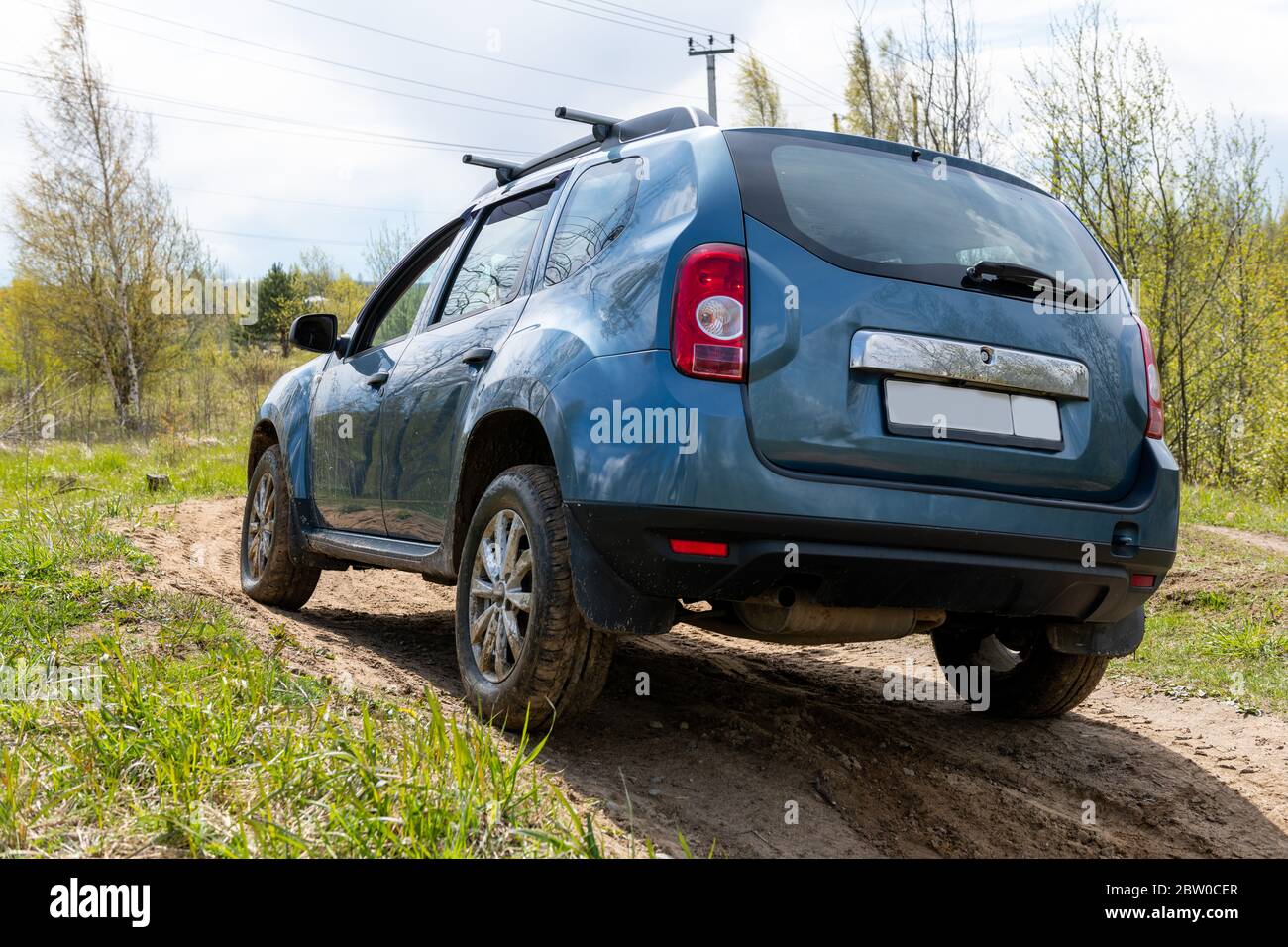 Dirty car on muddy road view from back. Off road concept. 4x4 Stock ...