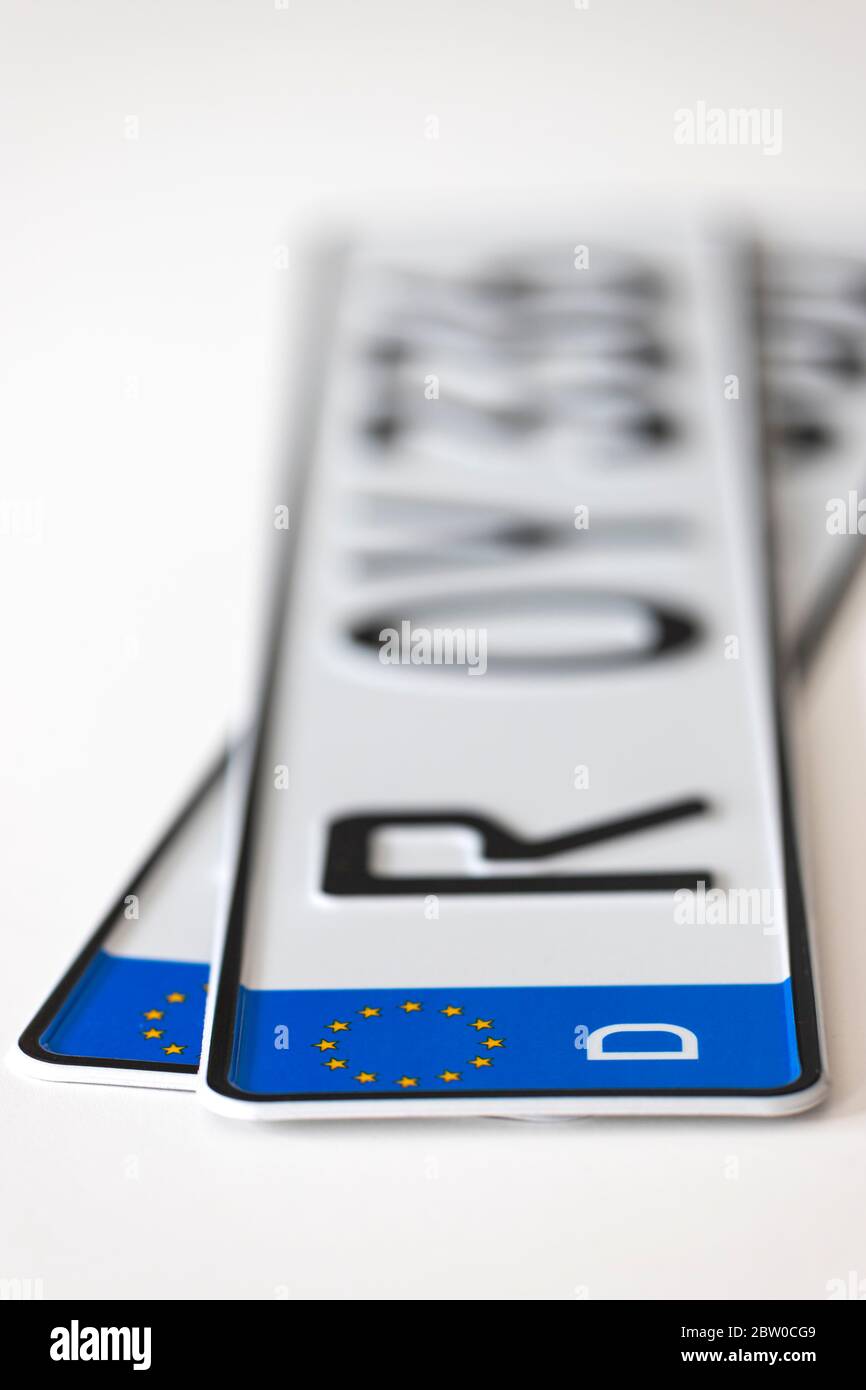 german license plates on white background Stock Photo - Alamy