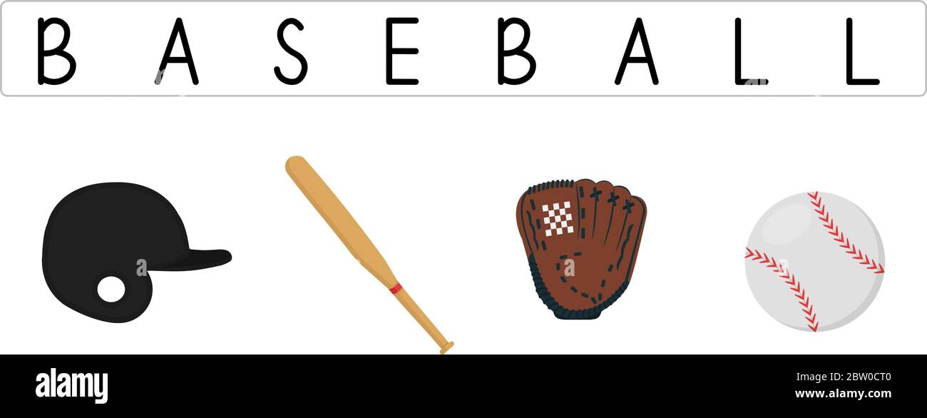 Baseball items icon set. Sports elements vector illustration in flat ...