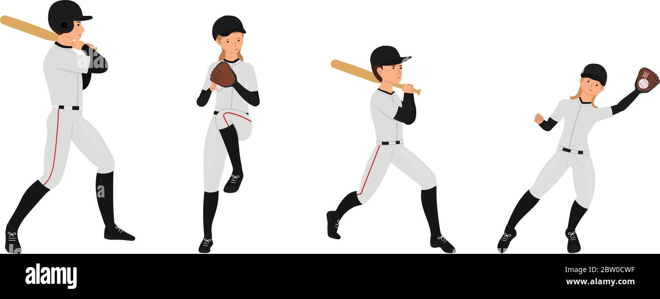 Baseball players icon set. Sport vector illustration in a flat style ...