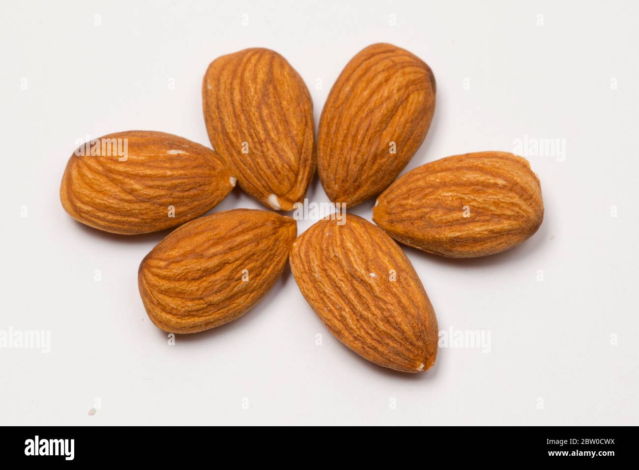 Close-up view of almonds on white background Stock Photo - Alamy