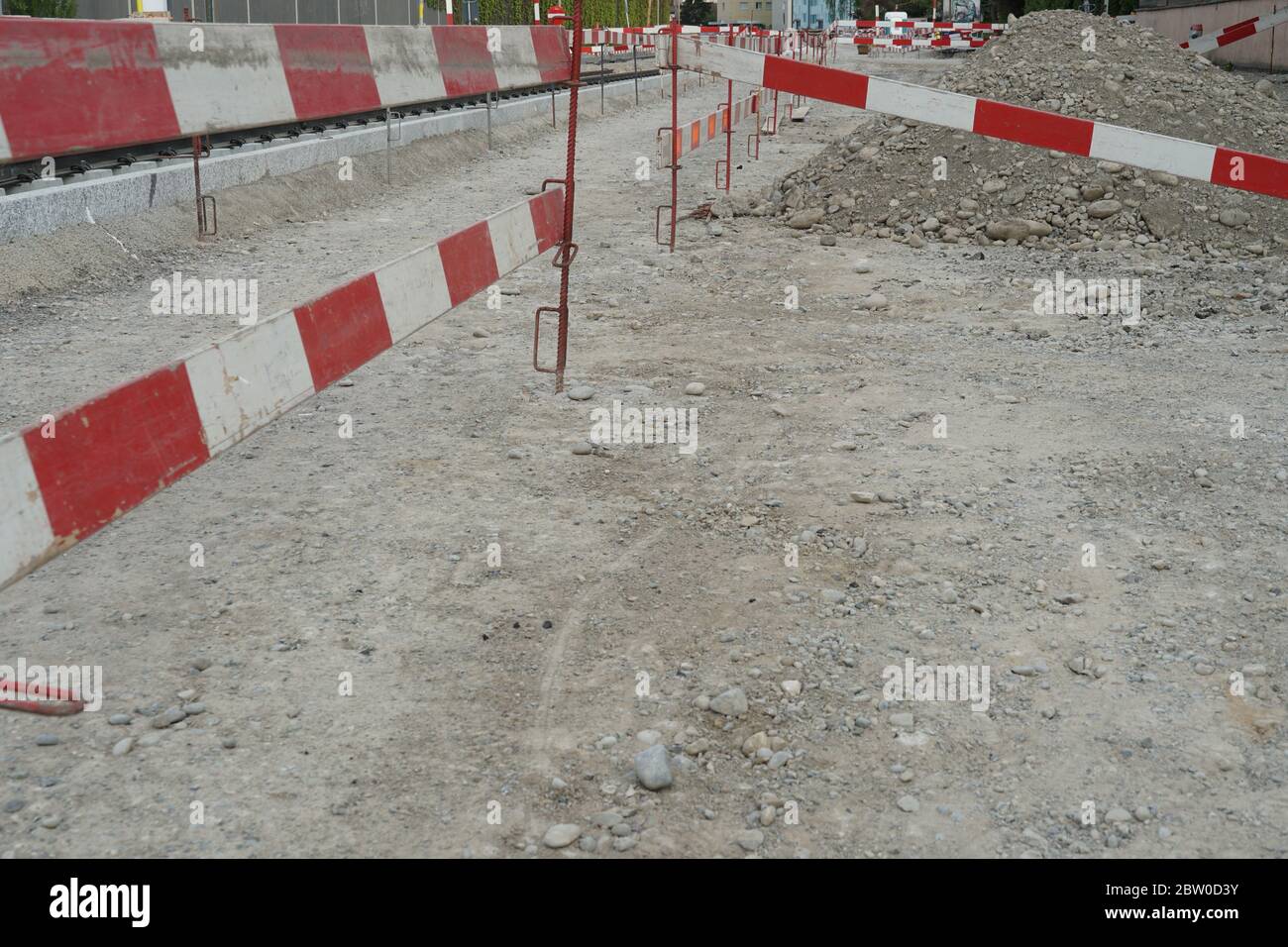 ground prepared for civil engineering building site bordered by ...