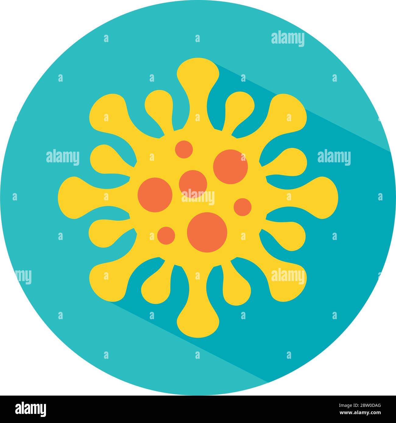 yellow coronavirus symbol icon over white background, block style ...