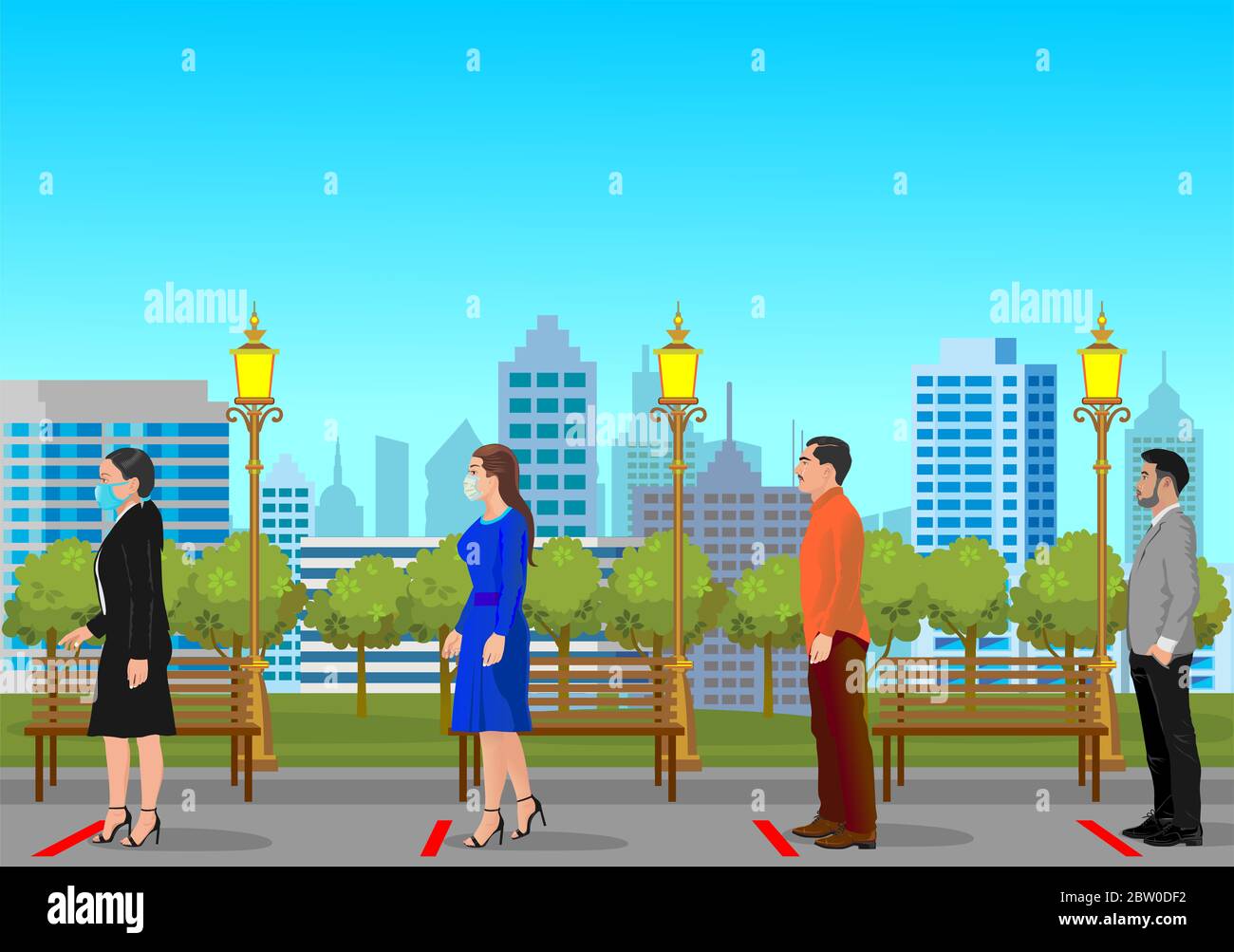 People must keep their distance and line up in an orderly way when ...