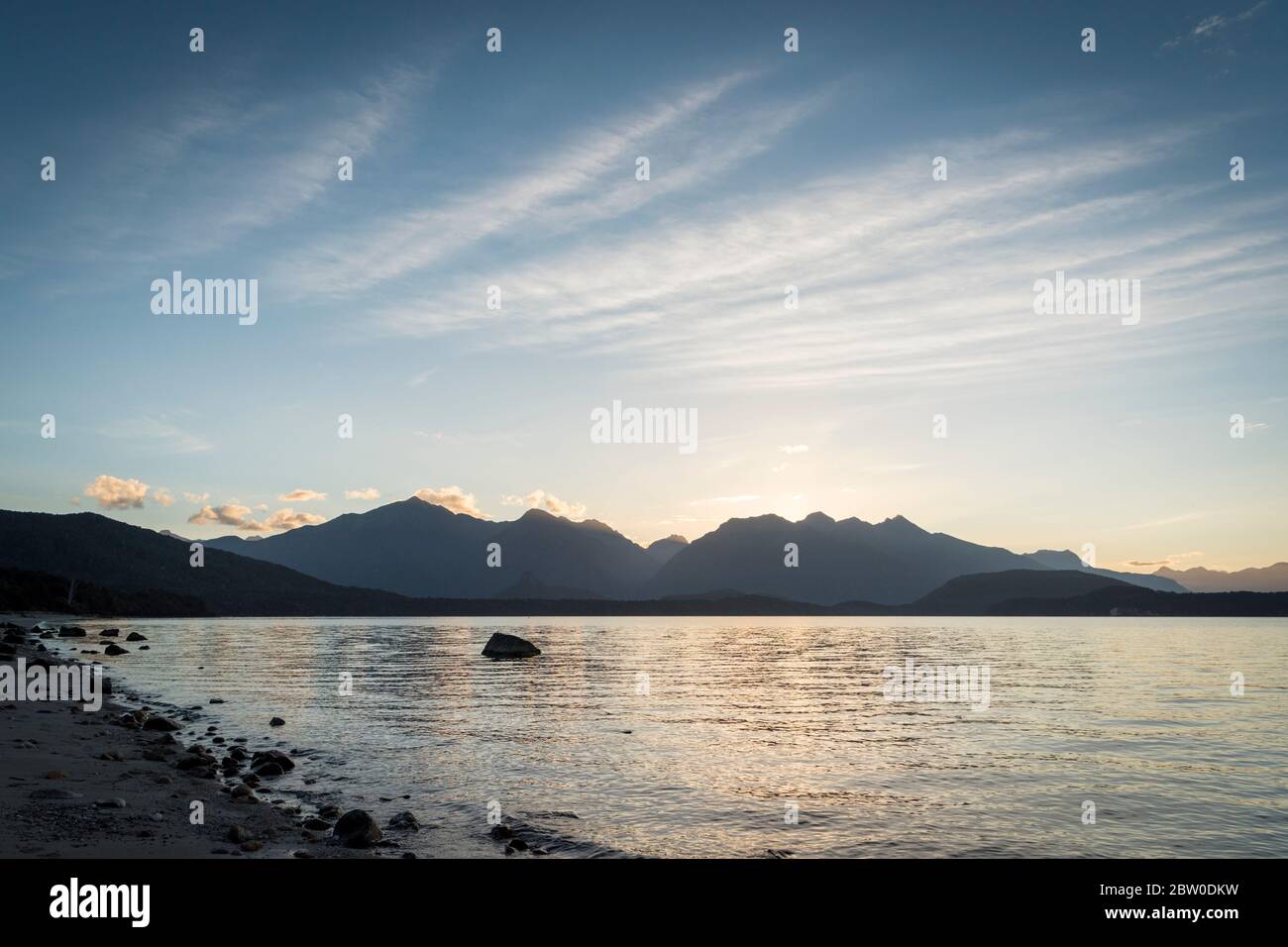 A landscape view of Lake Manapouri South Island New Zealand Stock Photo ...