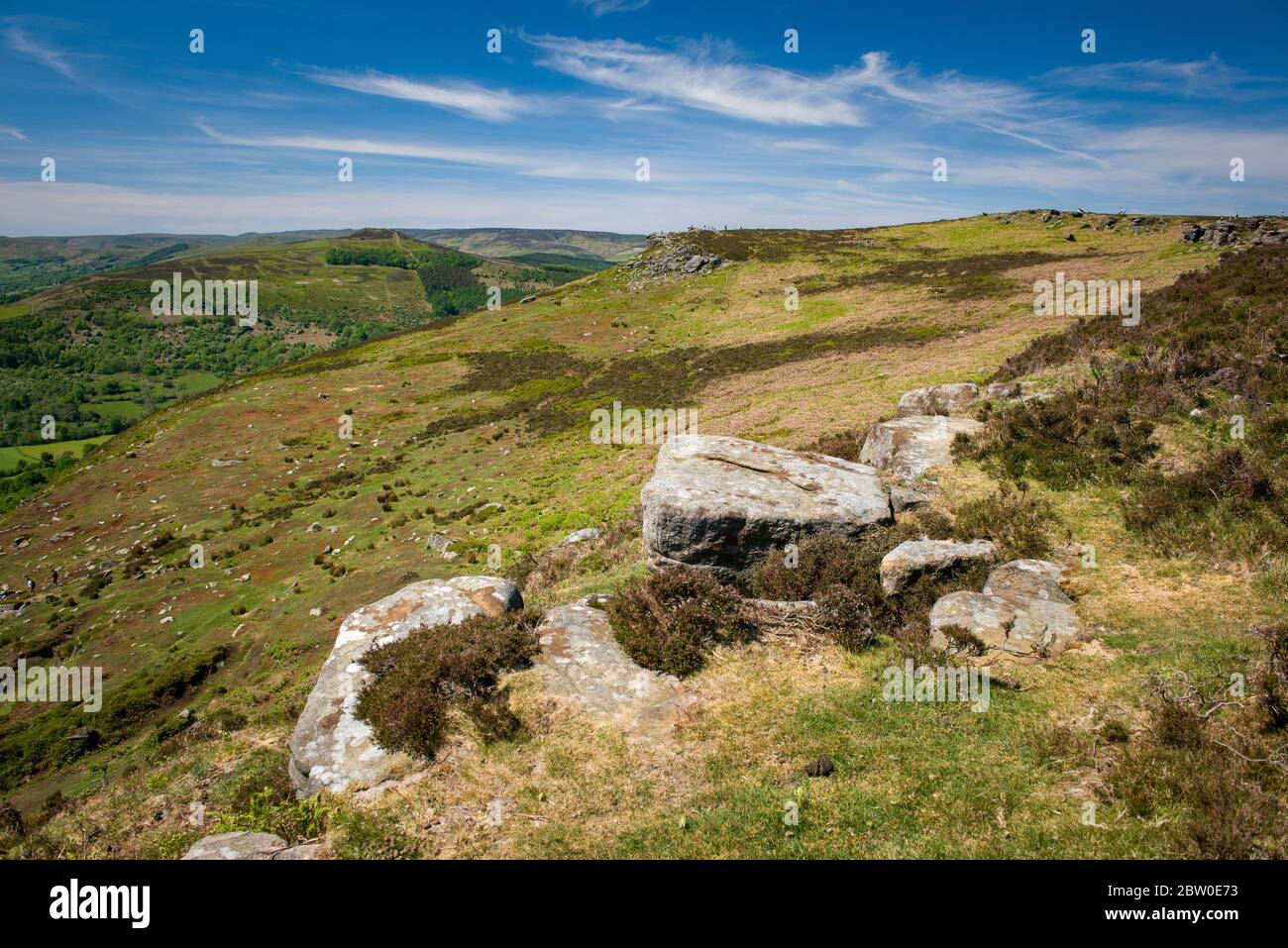 View from the Bamford Edge towards Ladybower Reservoir, Peak District ...
