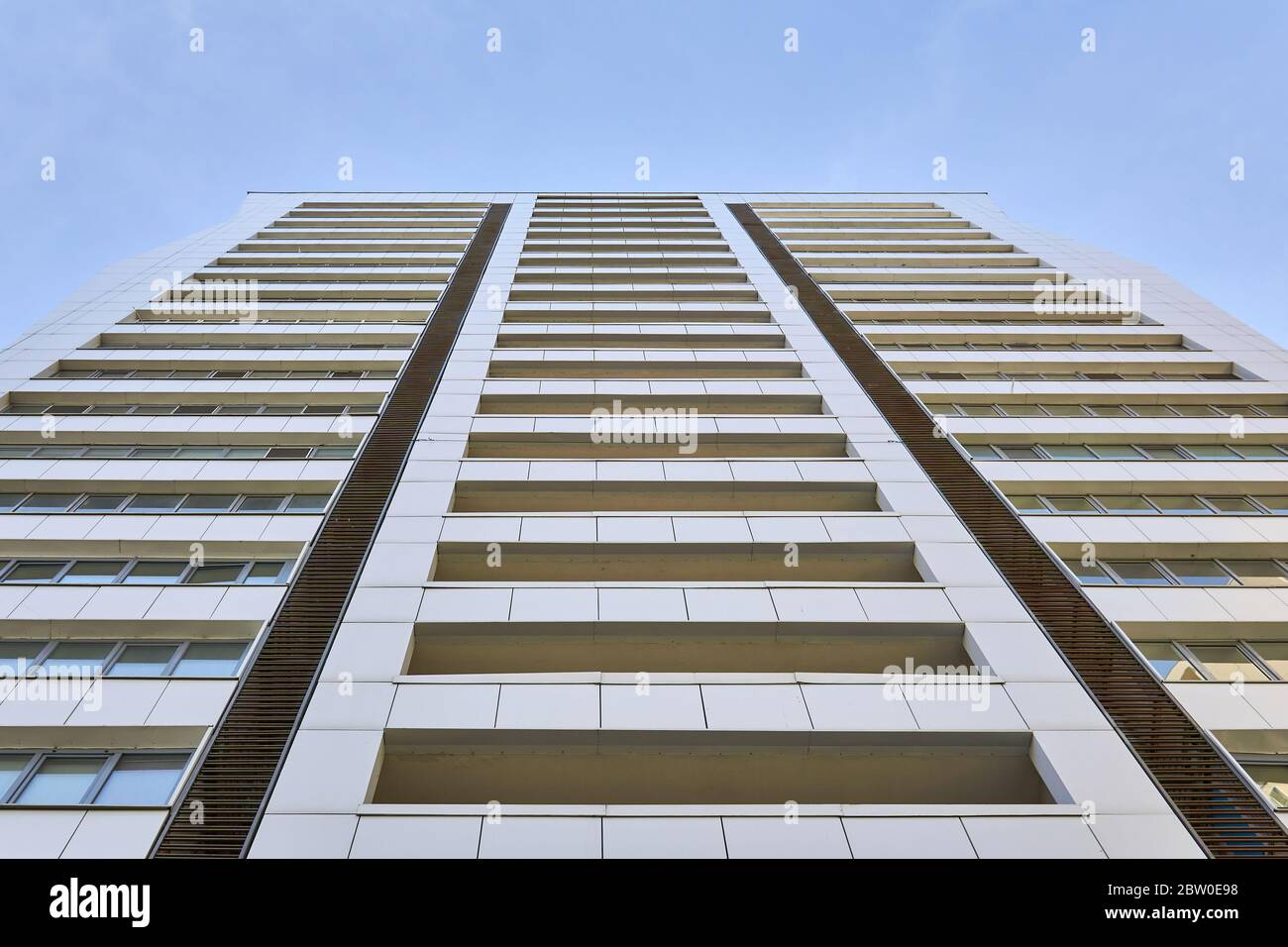 fragment of the facade of a modern building, going up in perspective ...