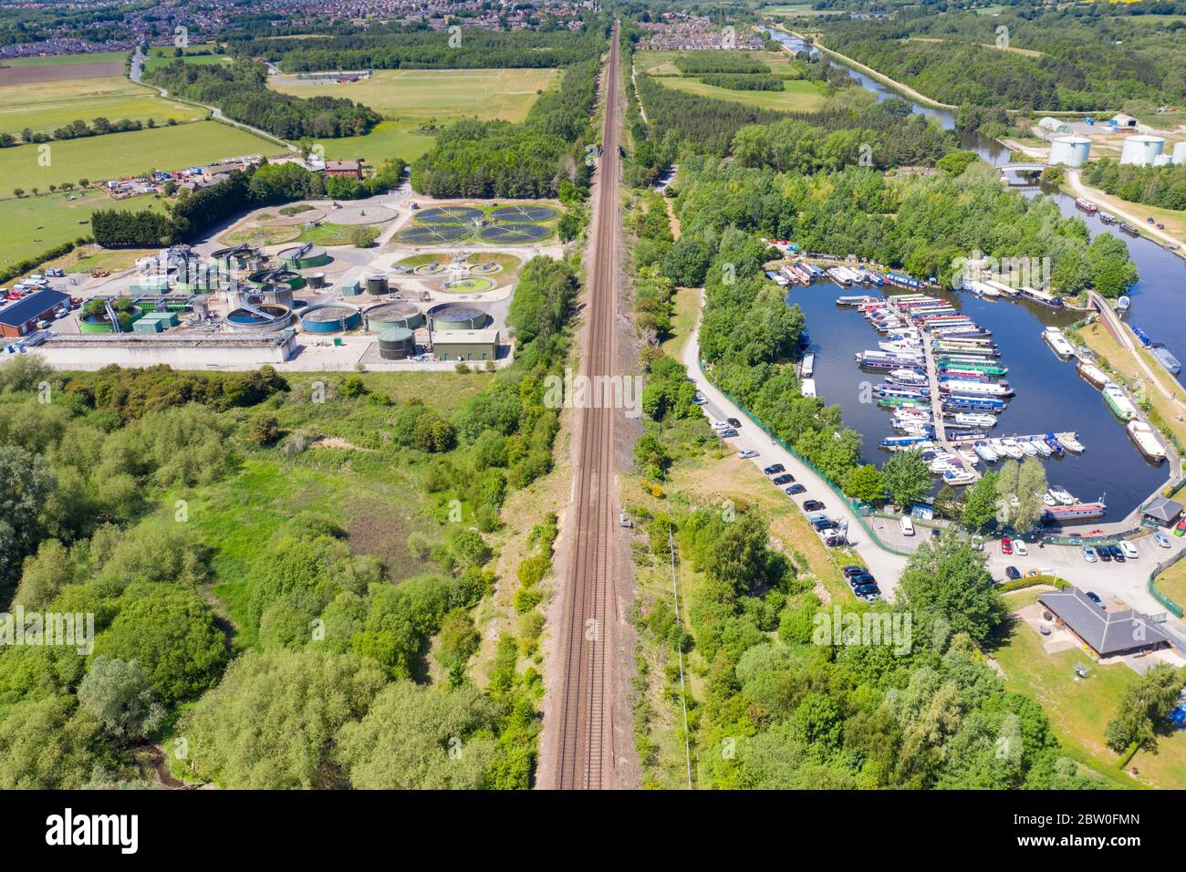 Aerial photo of a Water Treatment plant along side a boating harbour on ...