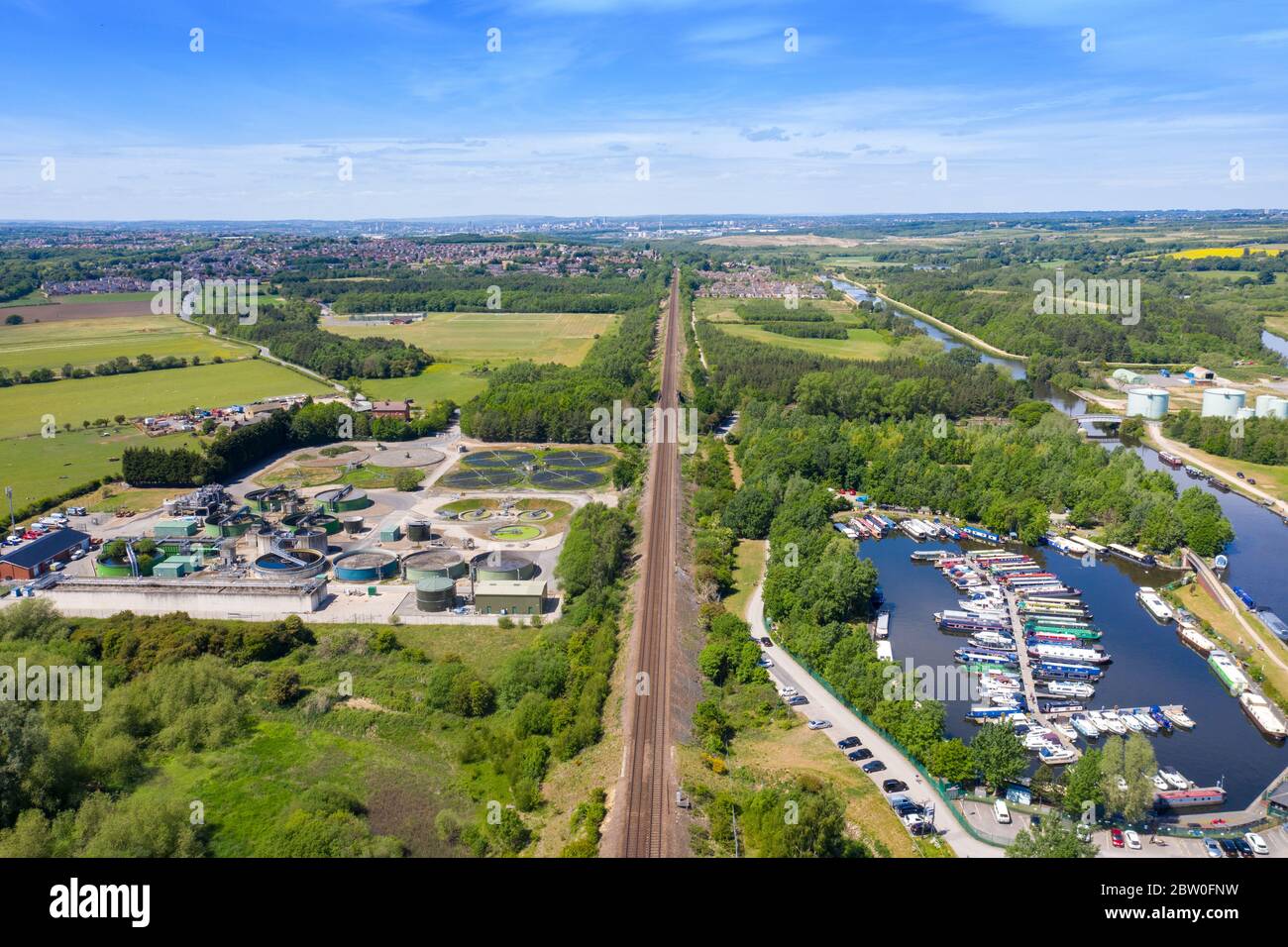 Aerial photo of a Water Treatment plant along side a boating harbour on ...