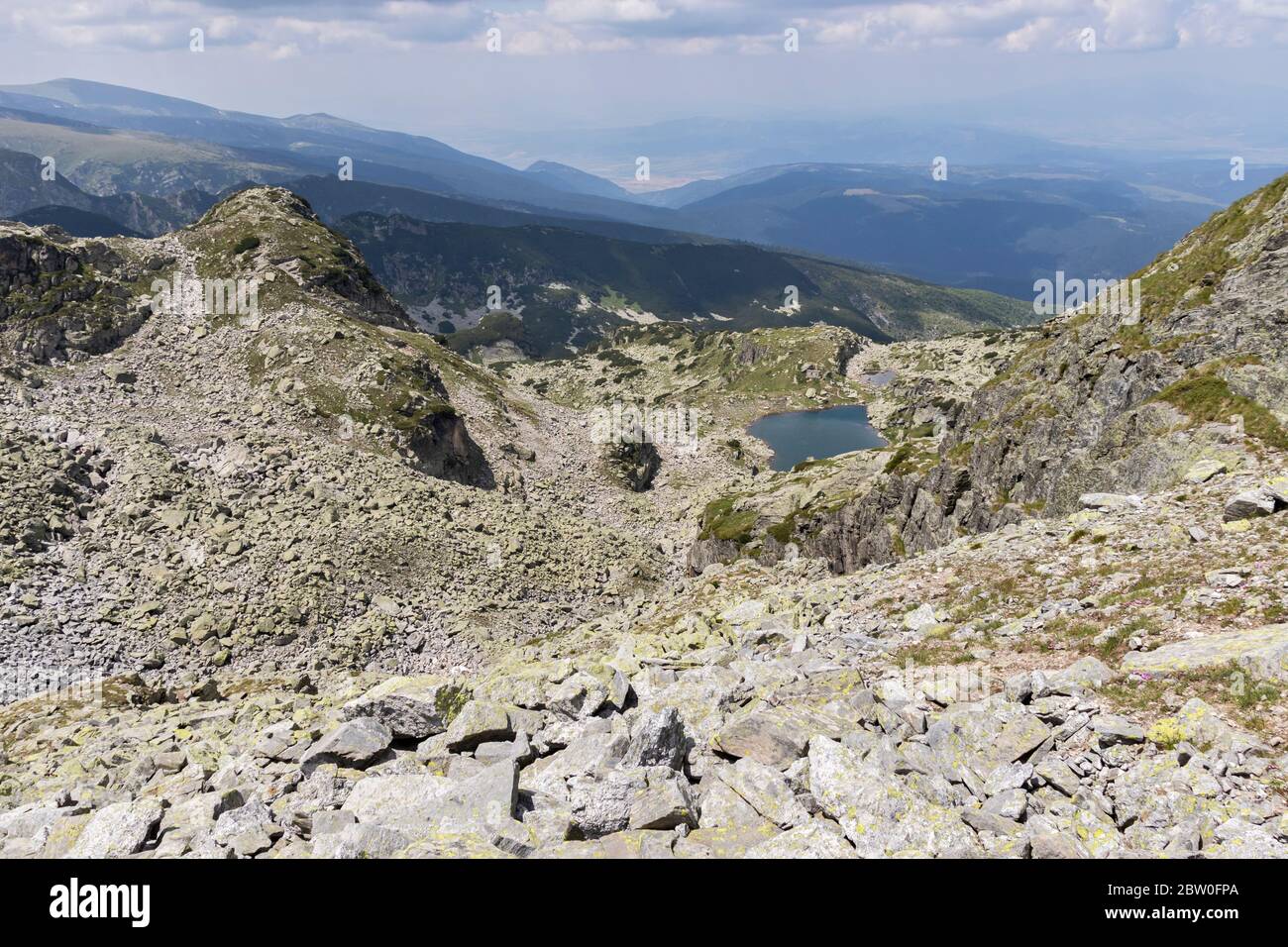 Landscape from trail from Prekorets peak to Kupen peak, Rila Mountain ...