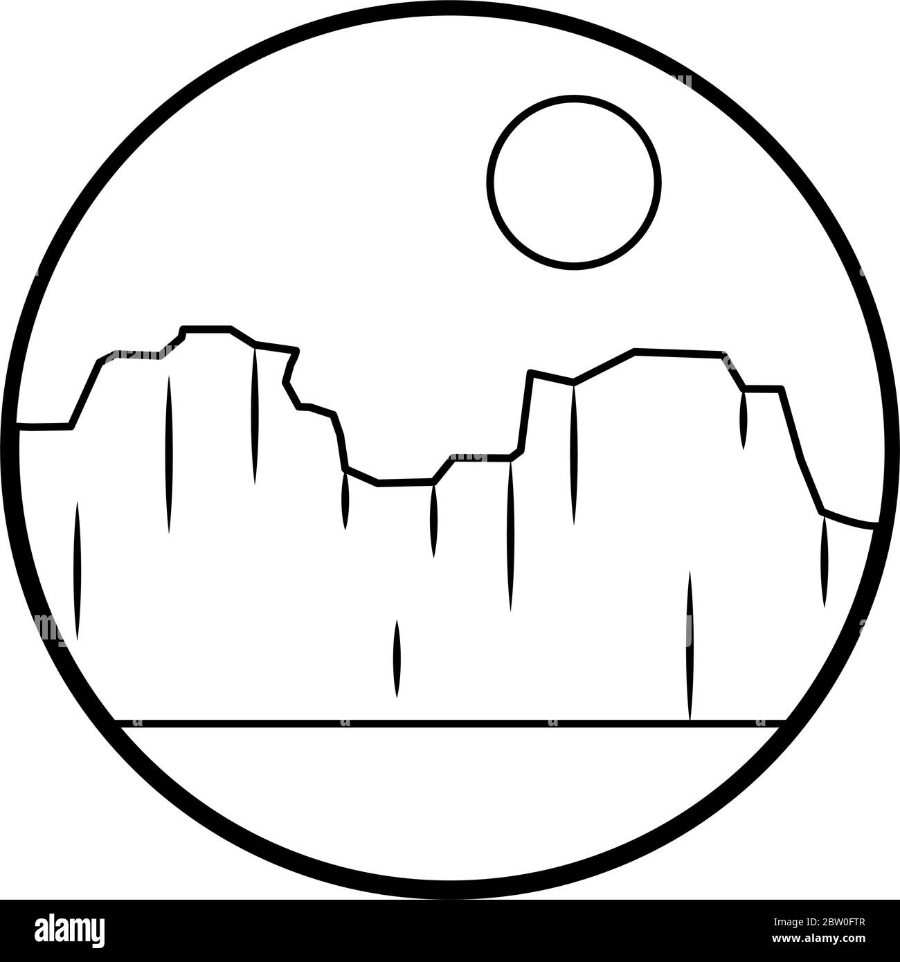 Desert landscape with high rocky canyon at the night over white ...