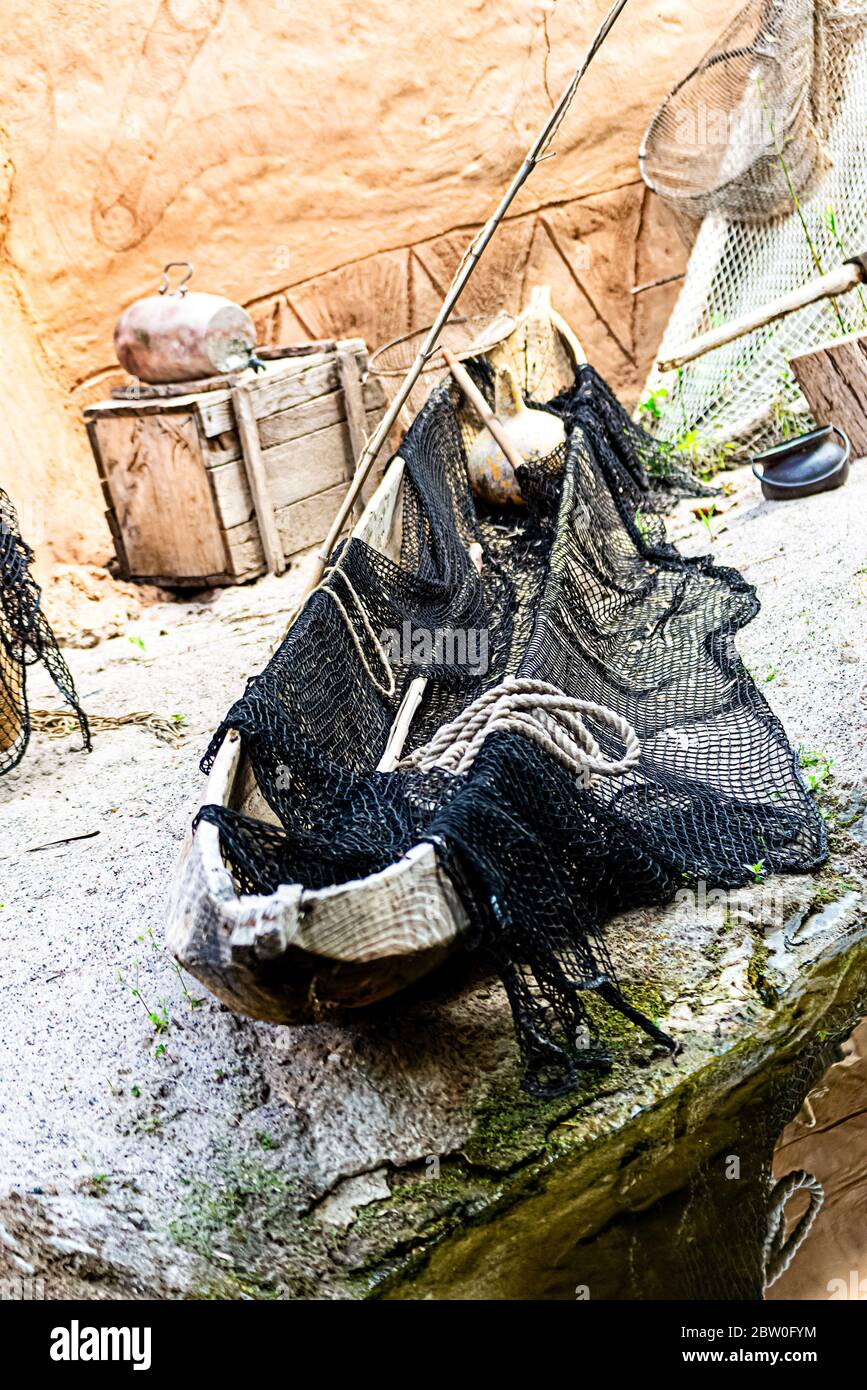 African fishing village with net for fishing Stock Photo - Alamy