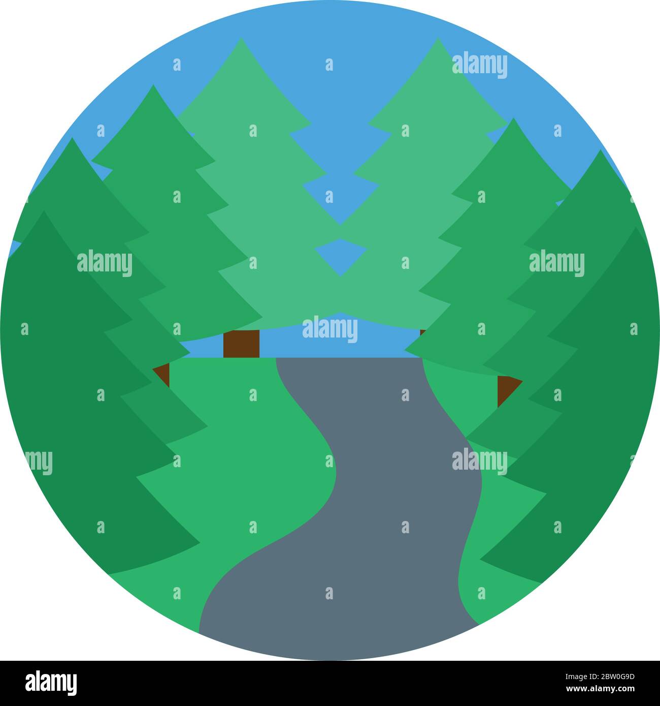 forest road landscape icon over white background, flat style, vector ...