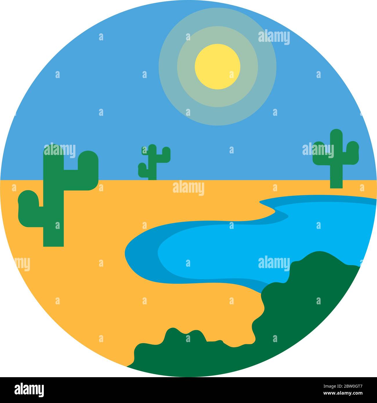 oasis landscape icon over white background, flat style, vector ...