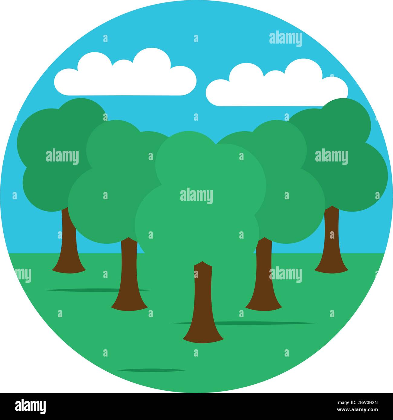 Trees landscape icon over white background, flat style, vector ...