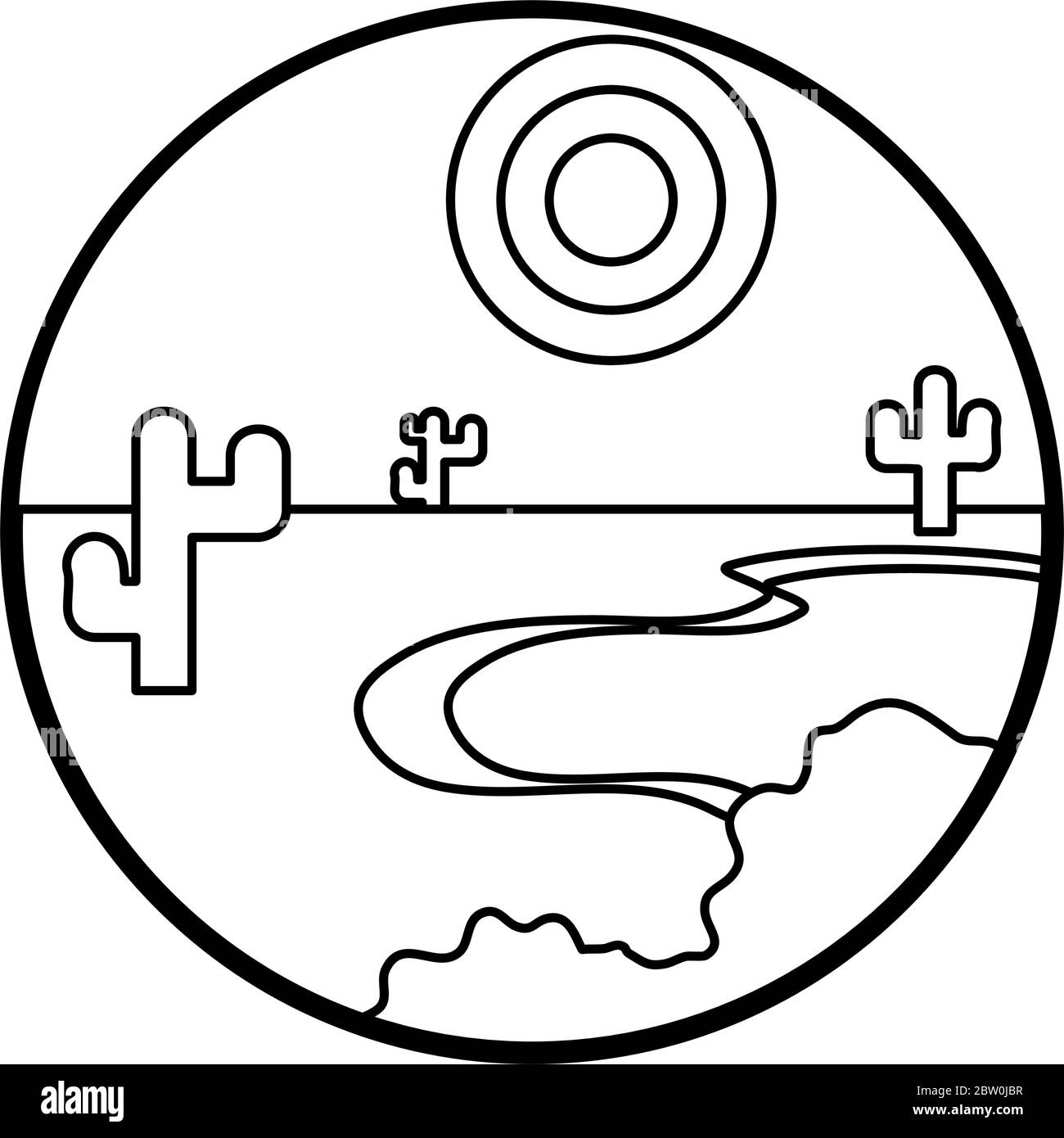 oasis landscape icon over white background, line style, vector ...