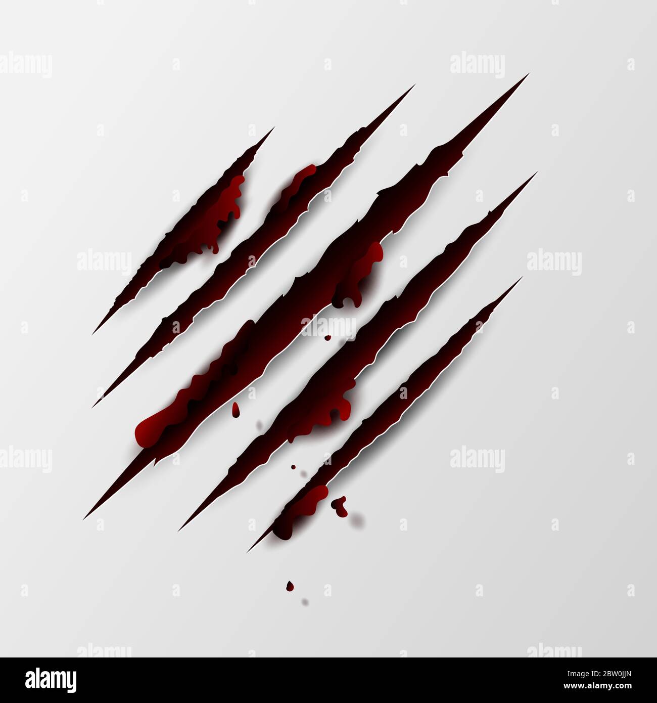 illustration of Claws scratches isolated with red blood on white ...