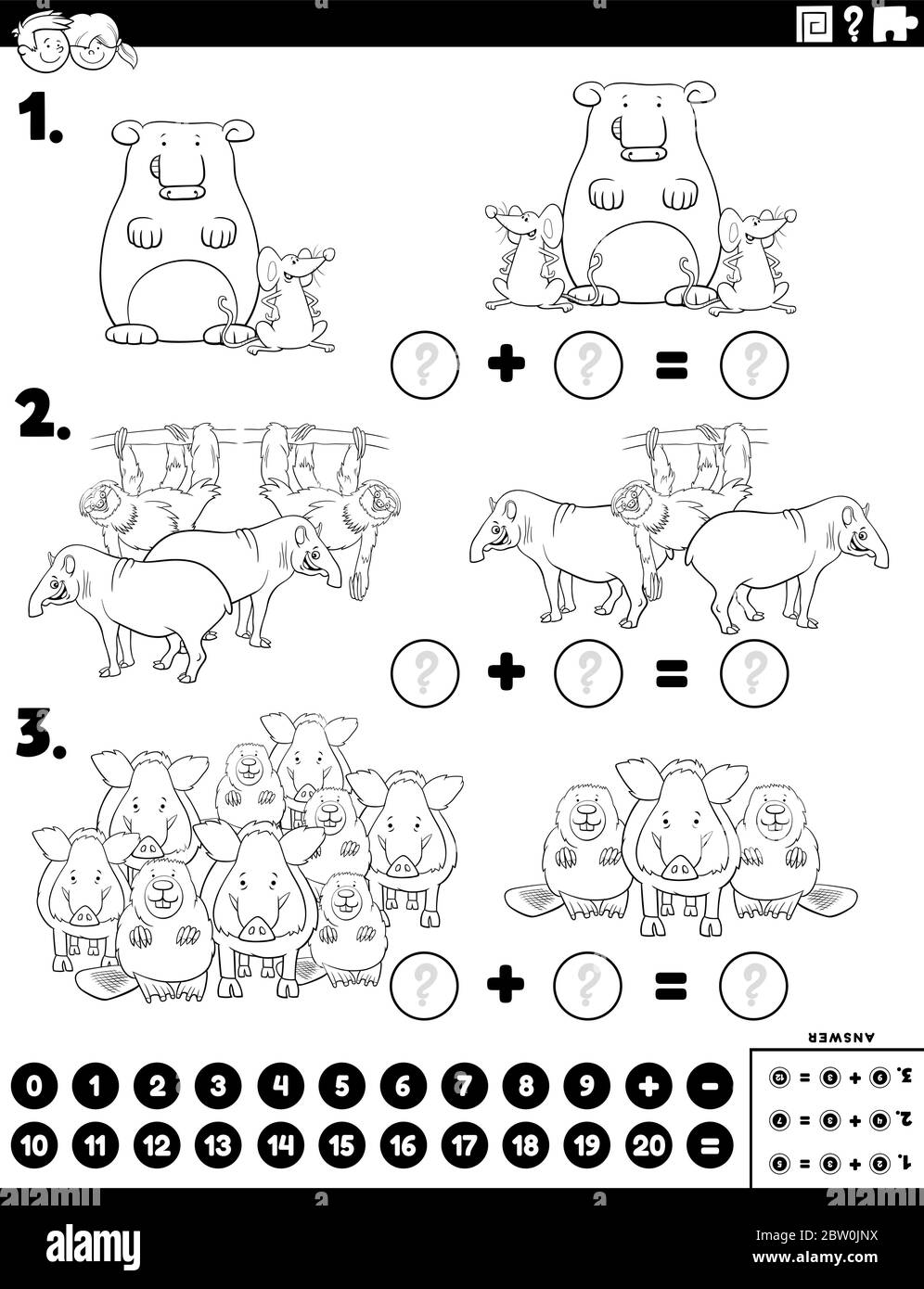 Animal Addition Puzzles Kindergarten Math Games