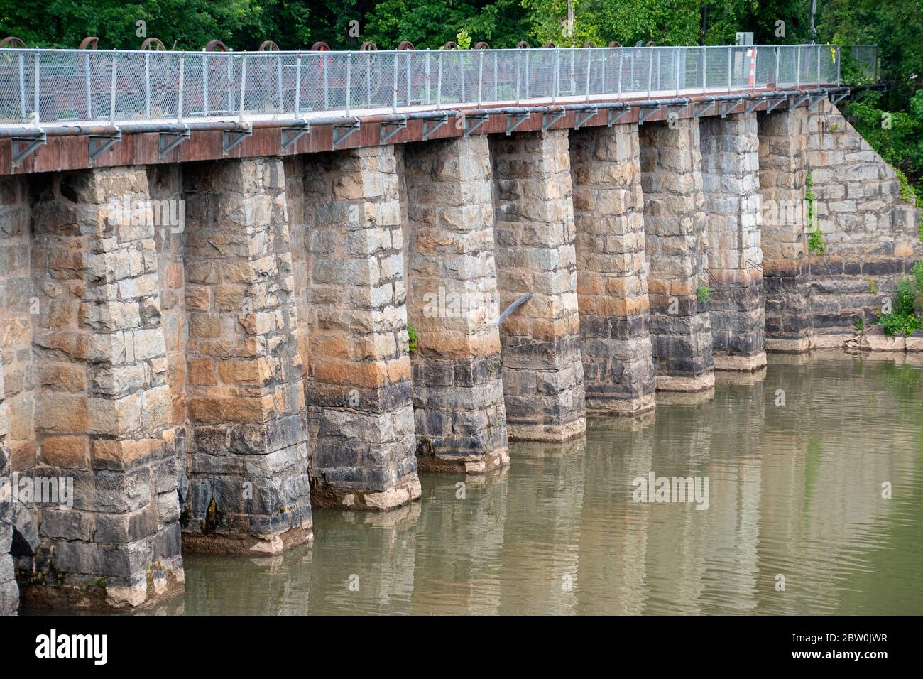 The Columbia Canal Diversion Dam with water marks from high water ...