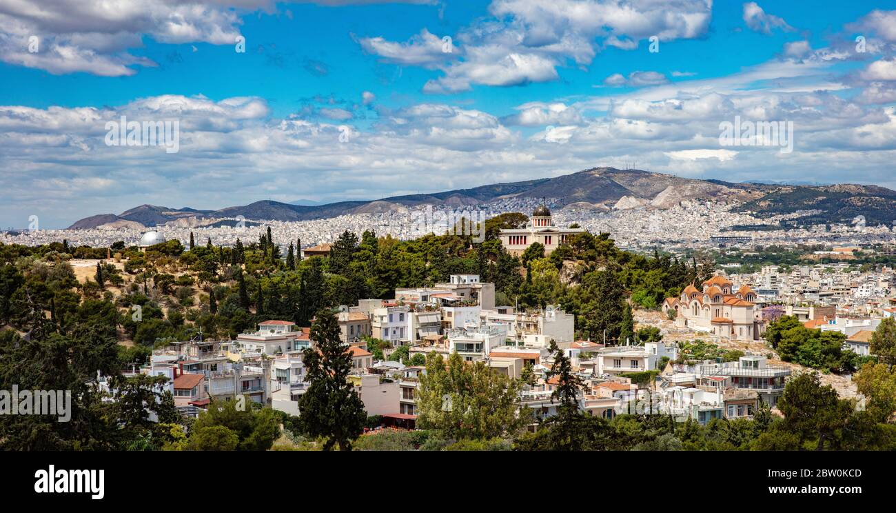 Athens, Greece. National observatory hill and cityscape, view from ...