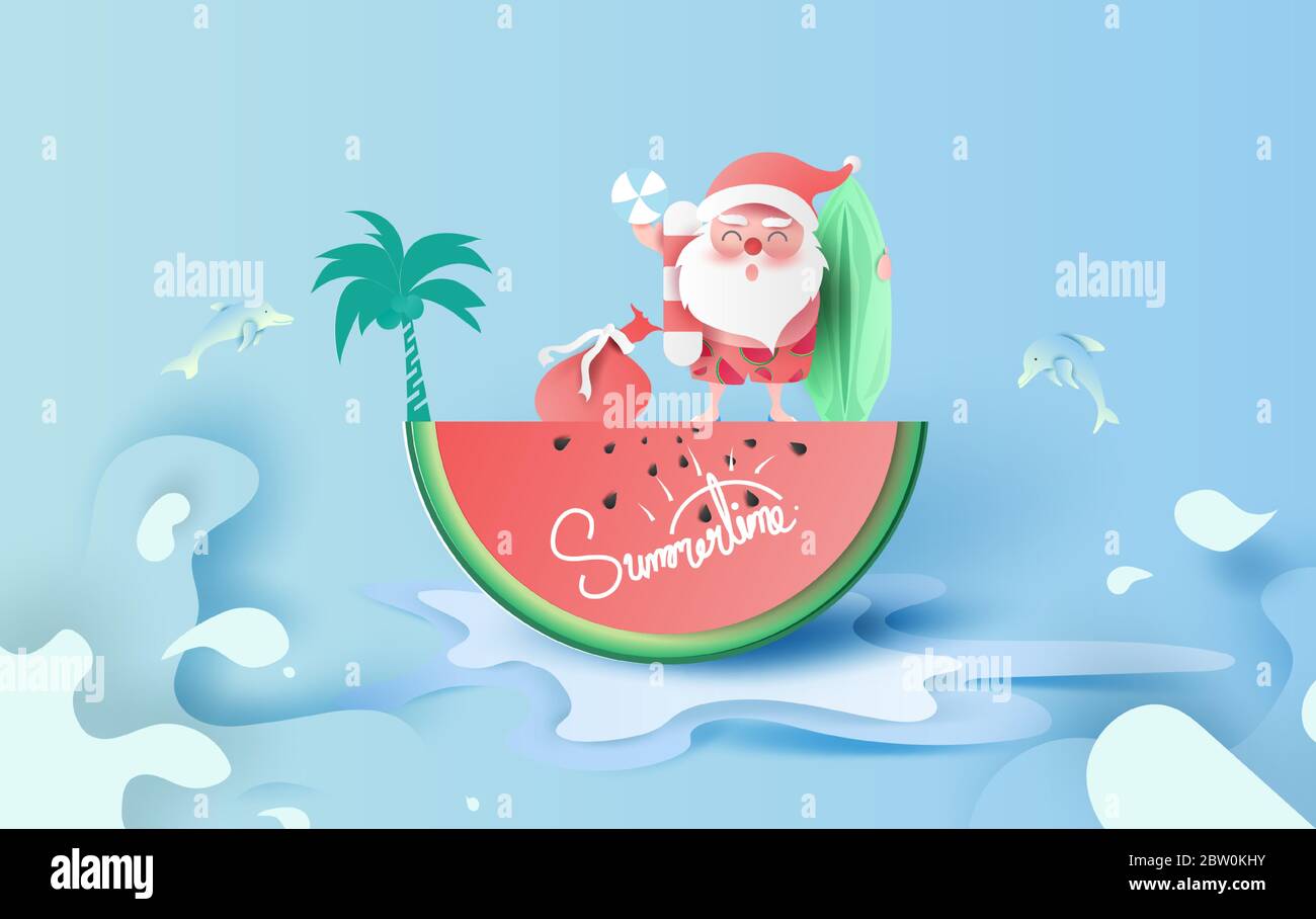 Summer Christmas Sale Banner With Watermelon.Special Offer Creative ...