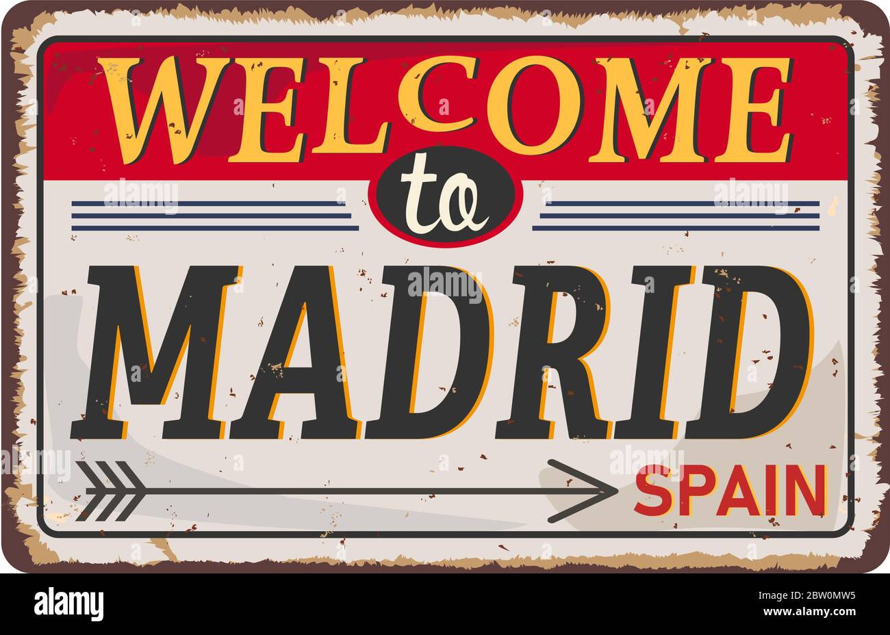 Welcome to Madrid Spain road sign vector Stock Vector Image & Art - Alamy