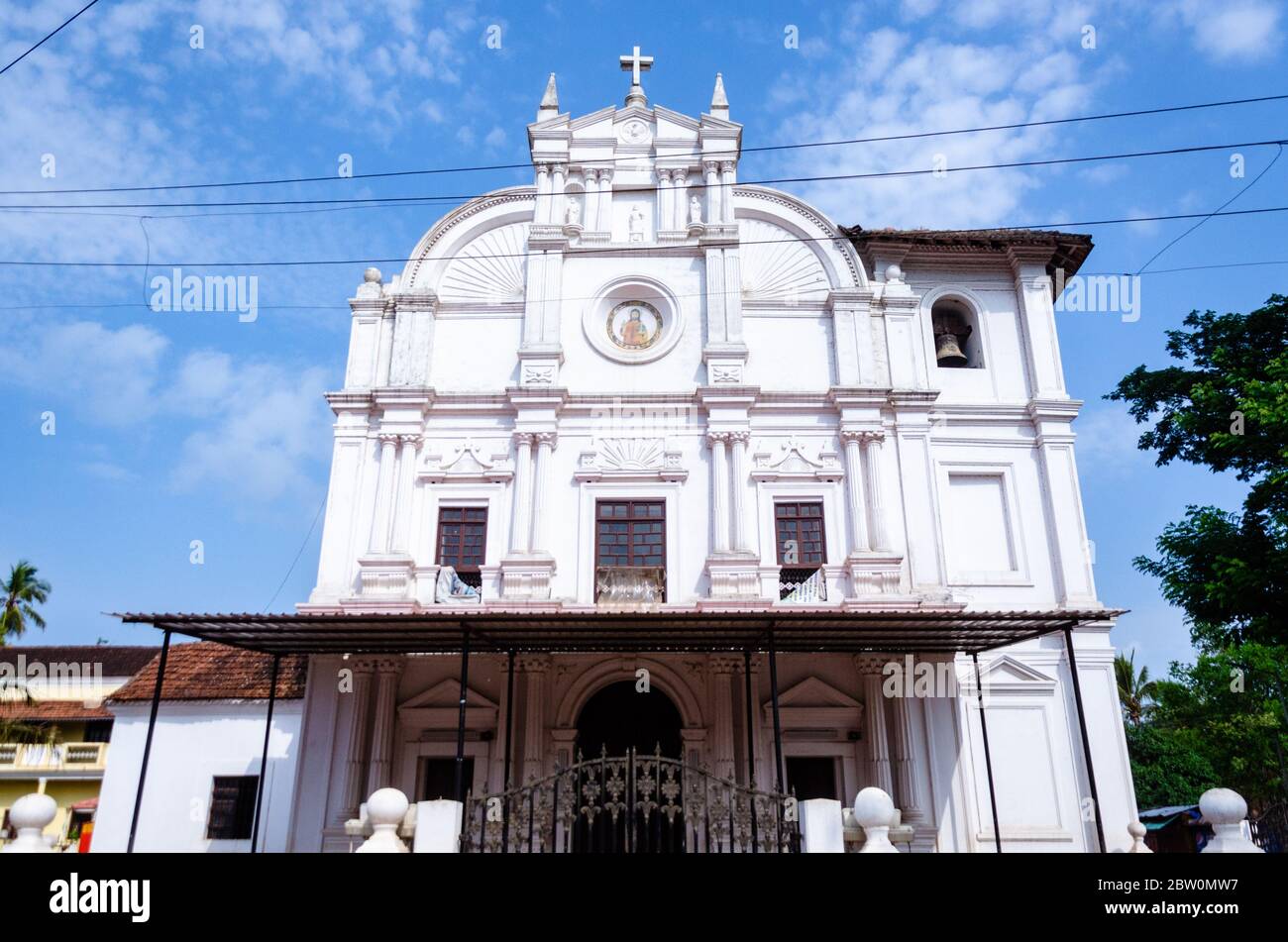 The facade of the Saviour of the World Church, Loutolim, Goa, India ...