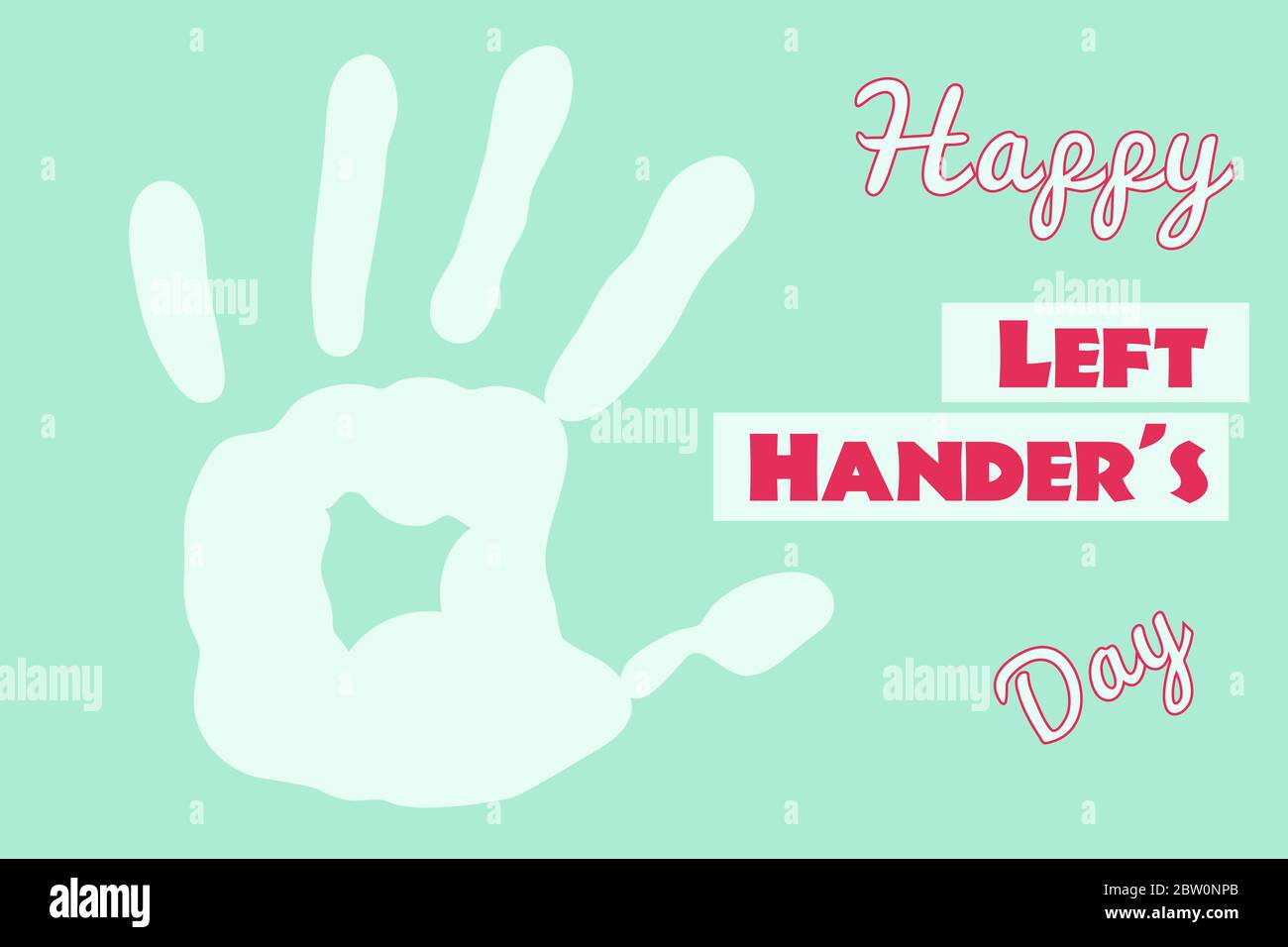 Happy Left Hander's Day poster handprint on mint background red text ...