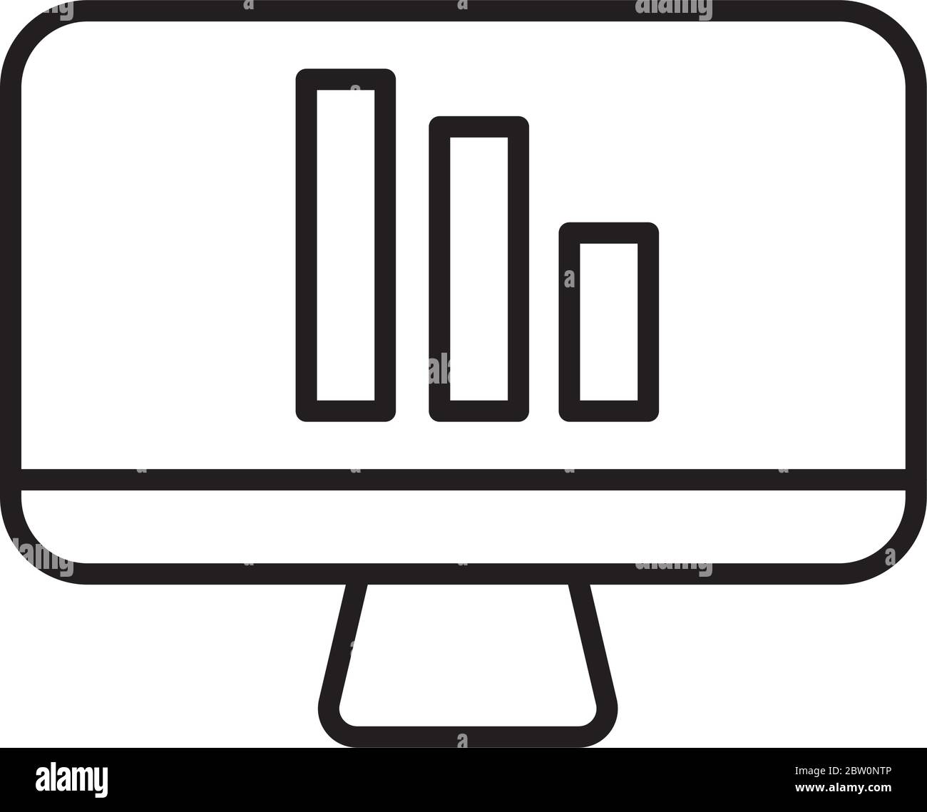 desktop with statistics bars line style Stock Vector Image & Art - Alamy
