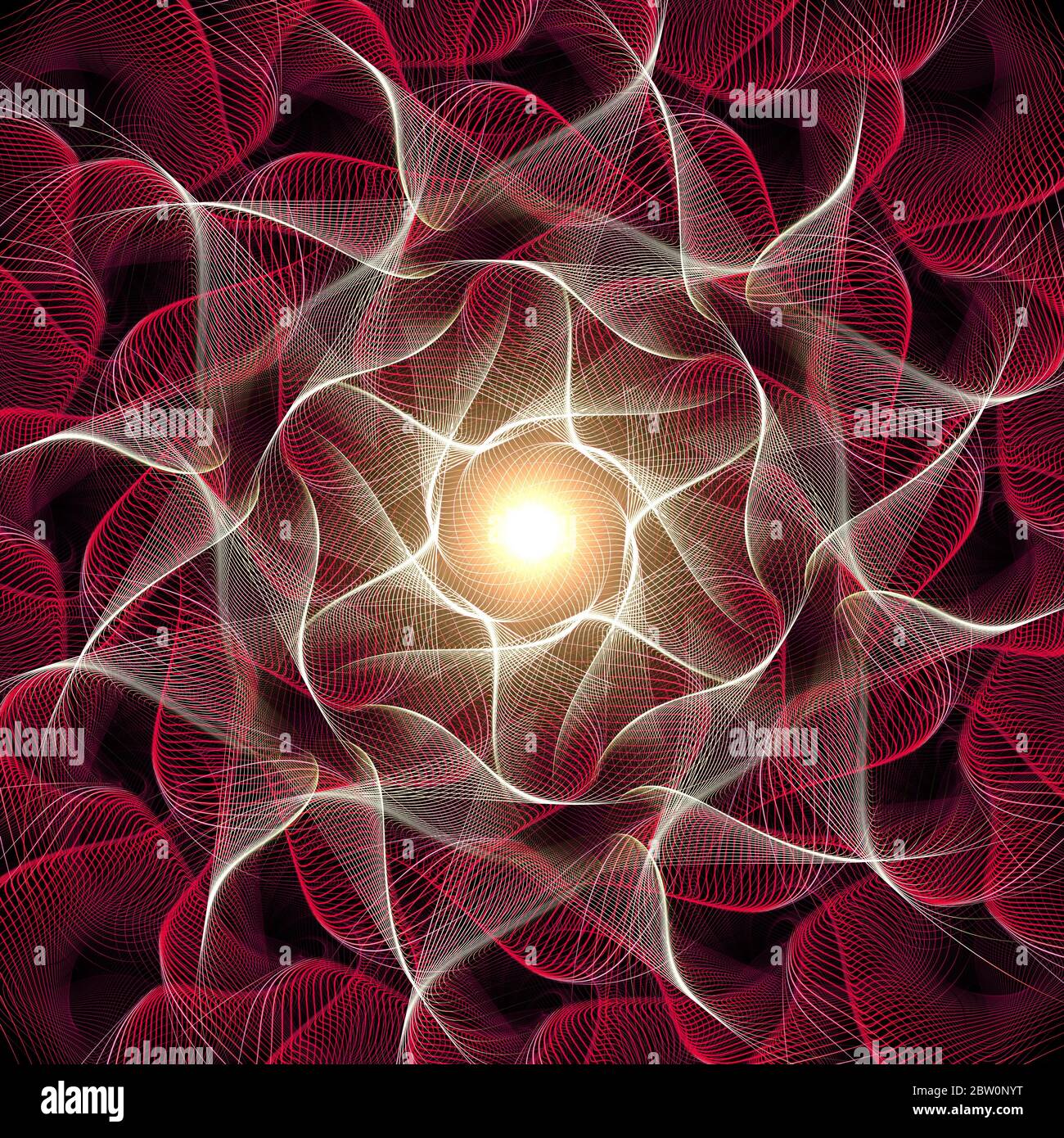Decorative rotating red lines, art deco composition of mathematical ...