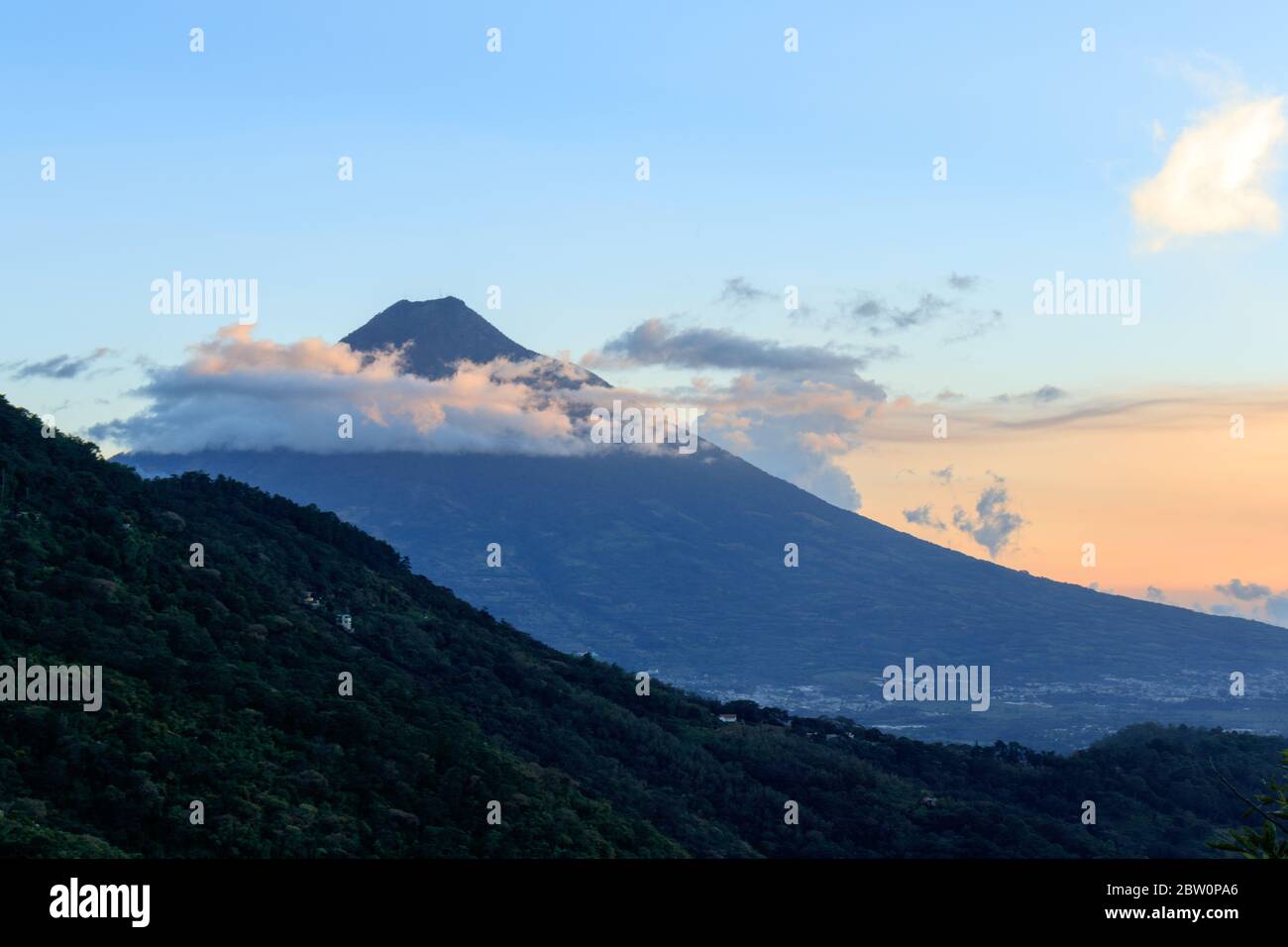 volcano during sunset in antigua guatemala Stock Photo - Alamy