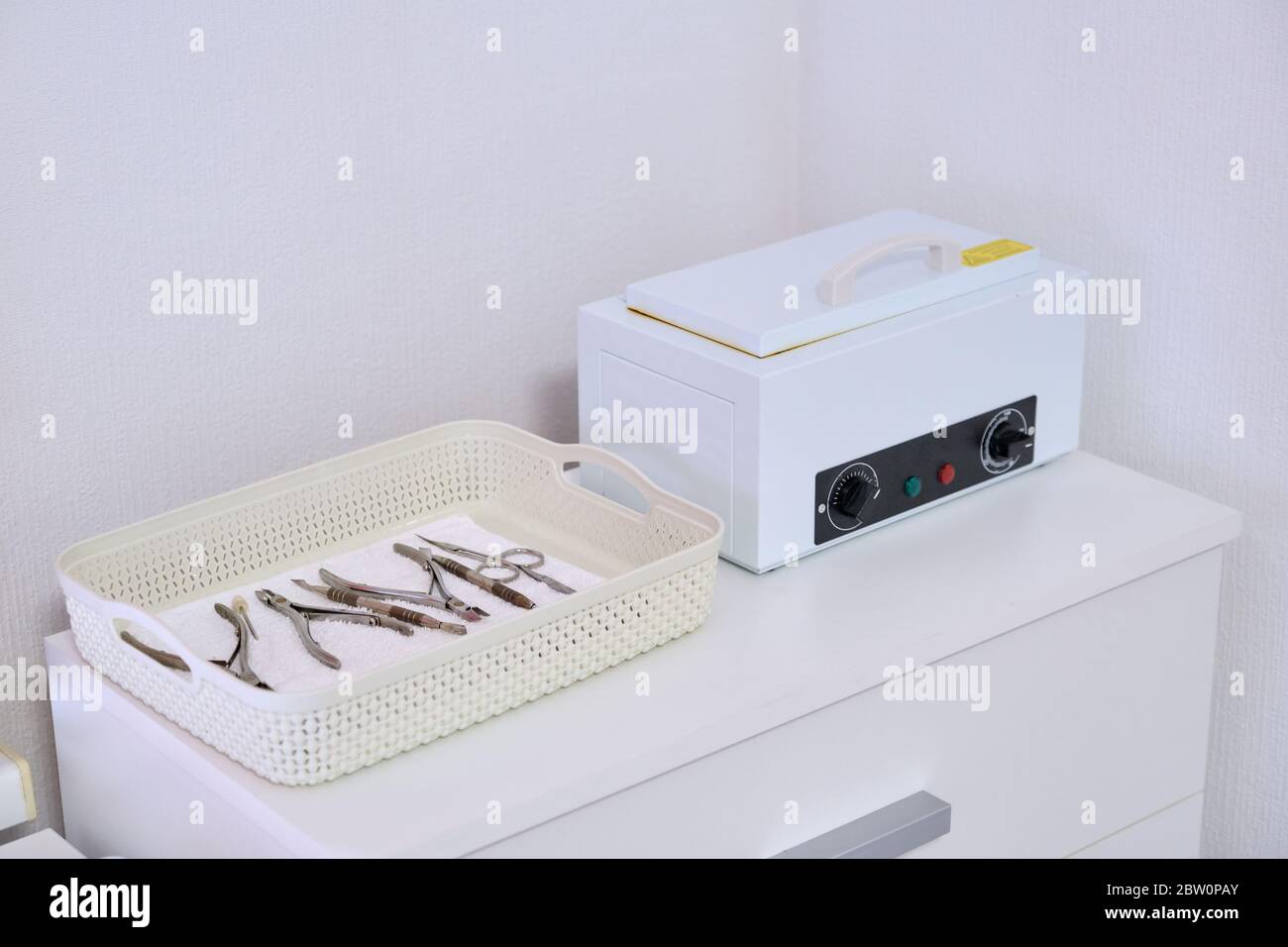 Sterilization of manicure tools with dry hot air in an autoclave Stock ...