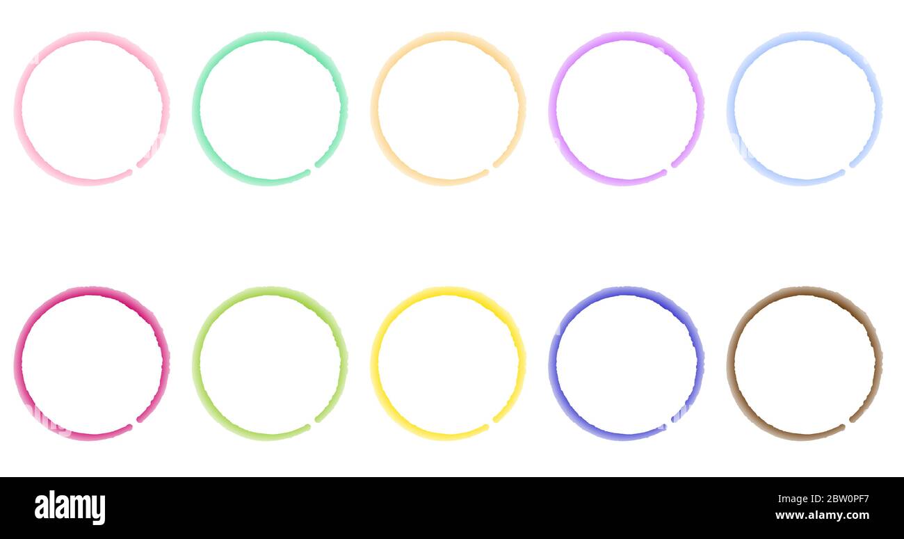 ten multi-colored rings imitation of watercolor. round badge templates ...