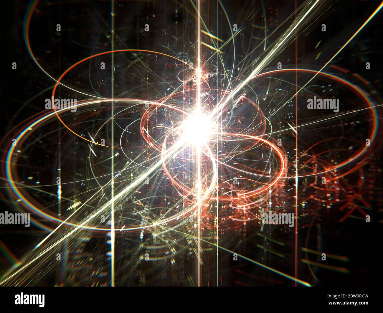 Futuristic computer algorithms running and glowing, quantum computer concept, with depth of ...