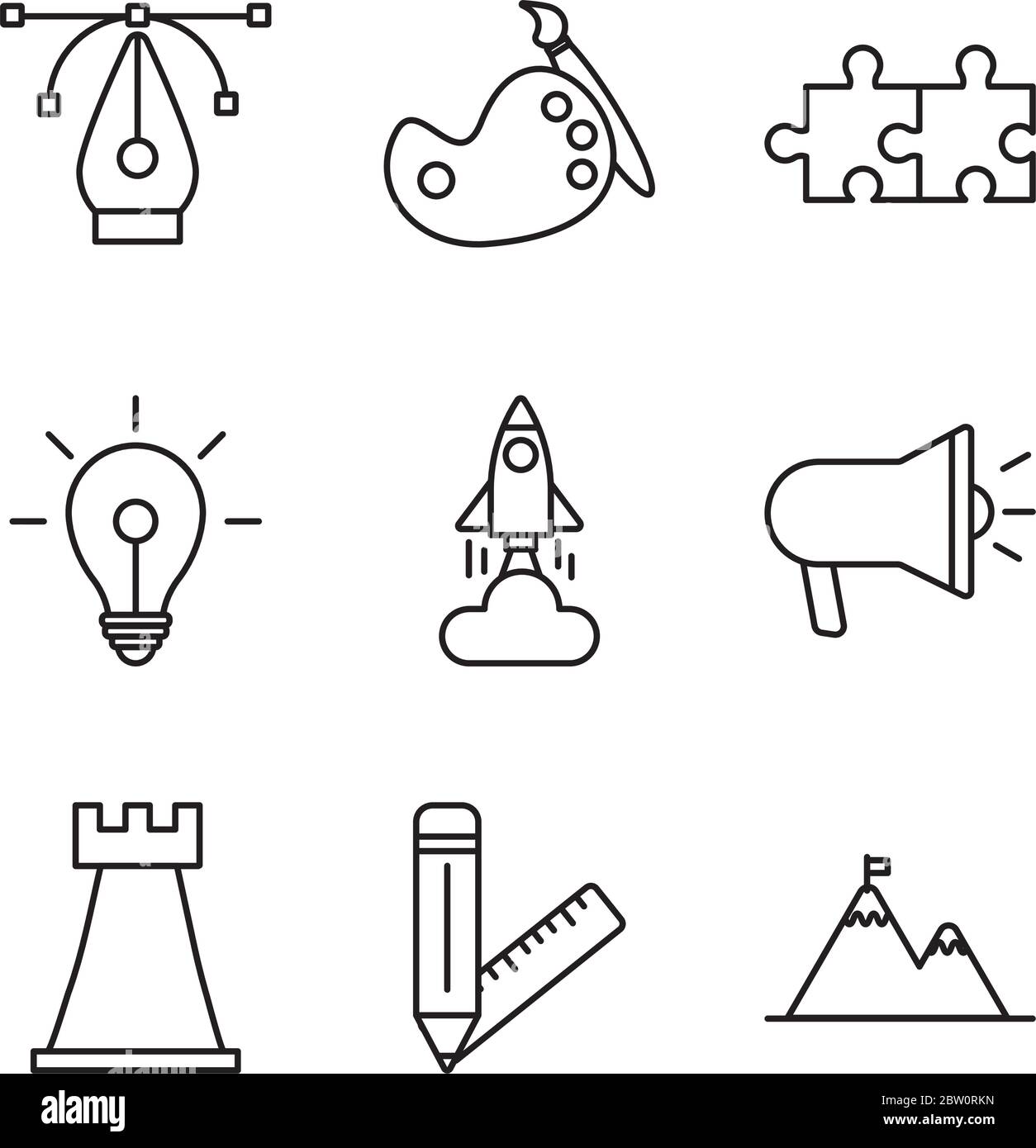 Workspace icons bundle hi-res stock photography and images - Alamy