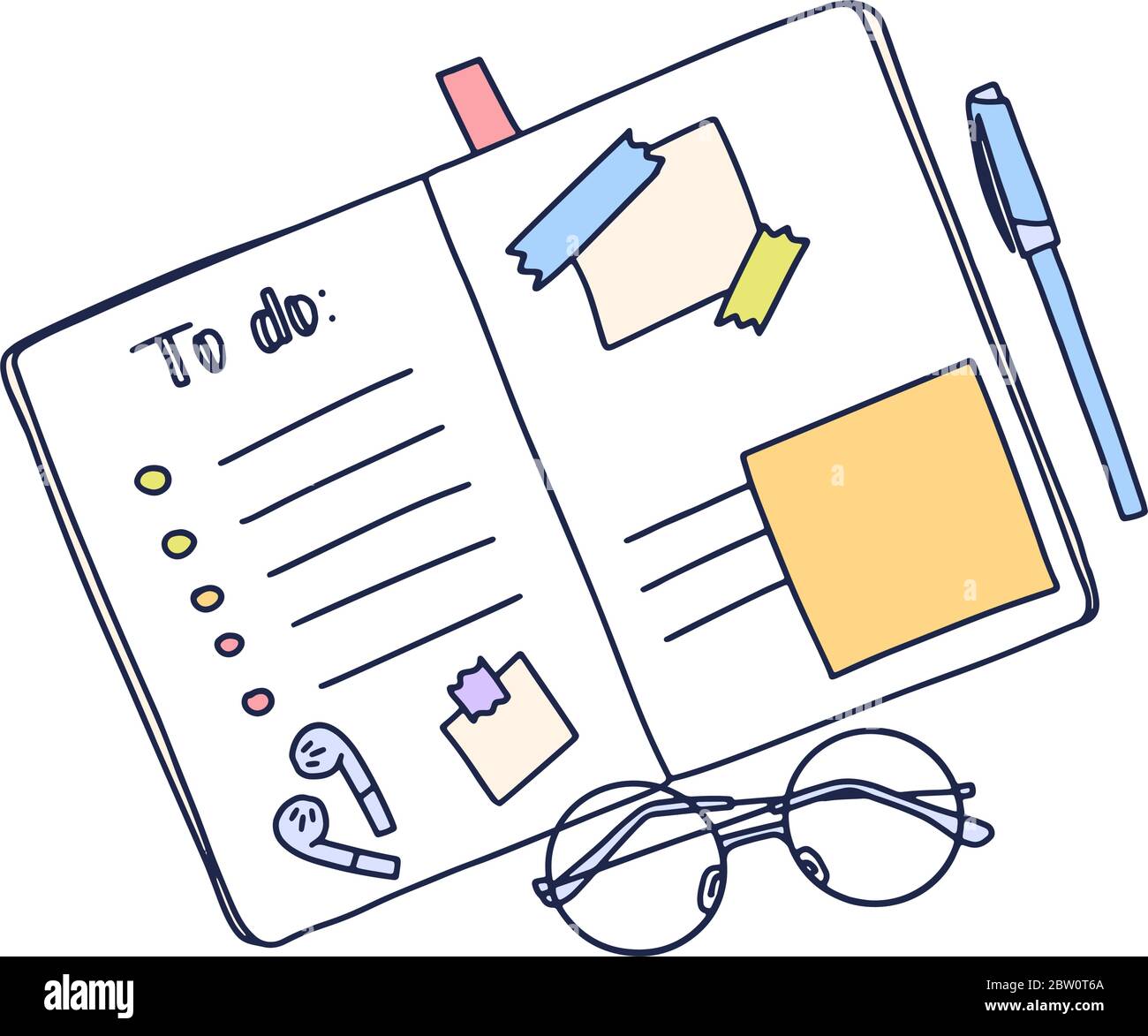 To do. Notebook. Vector hand drawn illustration of notebook organizer ...