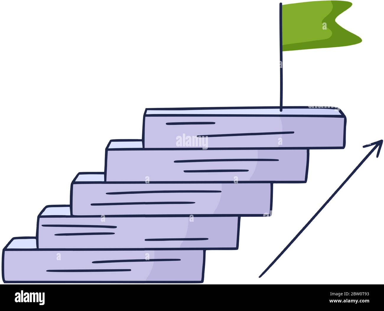 Steps up to the flag. Vector Doodle illustration drawn by hand with ...