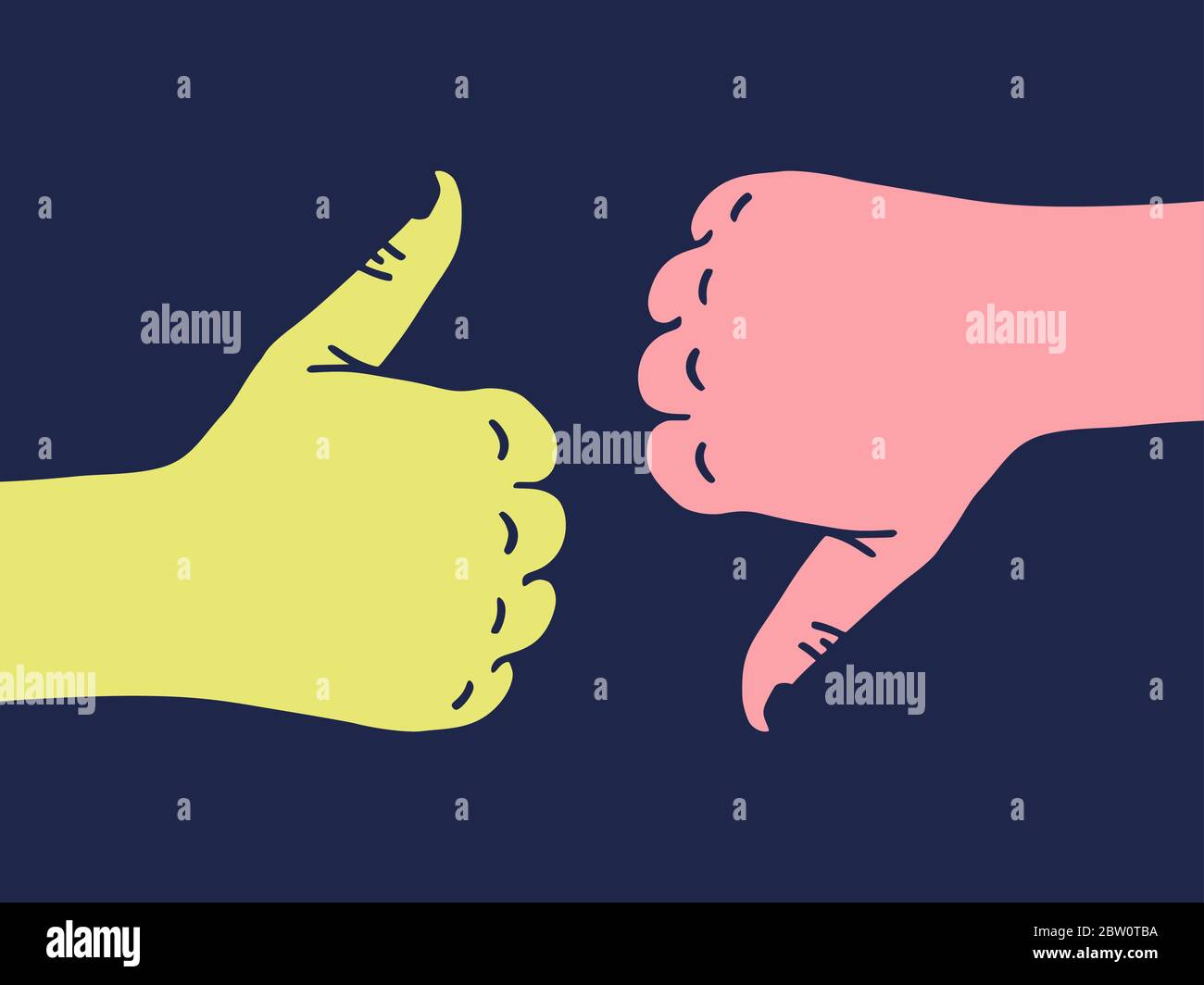 Like and Dislike .Doodle hand drawn vector illustration of colorful ...