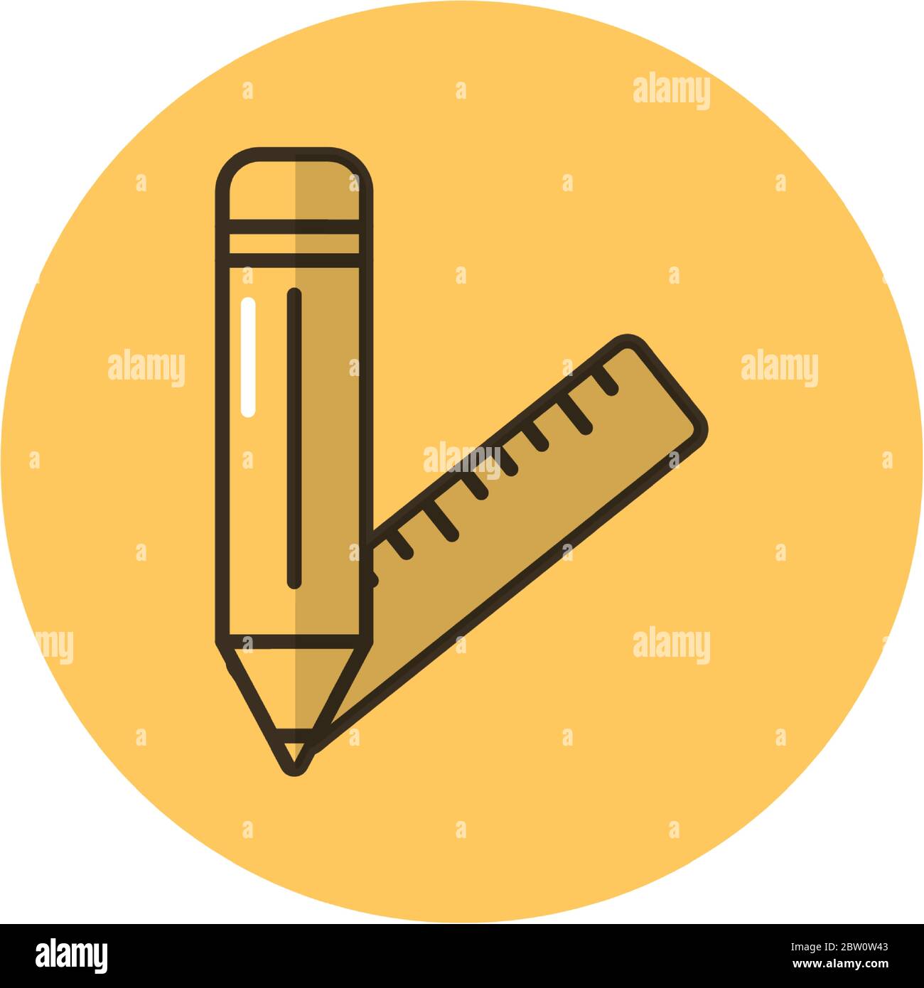 pencil school and rule block style icon Stock Vector Image & Art - Alamy